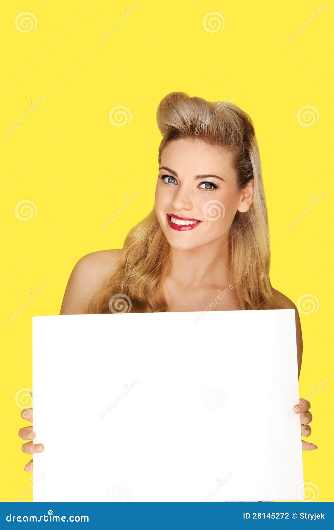 Glamorous Blonde Woman Blank Sign Stock Photos - Free & Royalty-Free ...