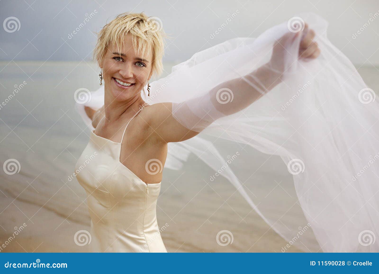 Glamorous Bride on the Beach Stock Photo - Image of breeze, ocean: 11590028