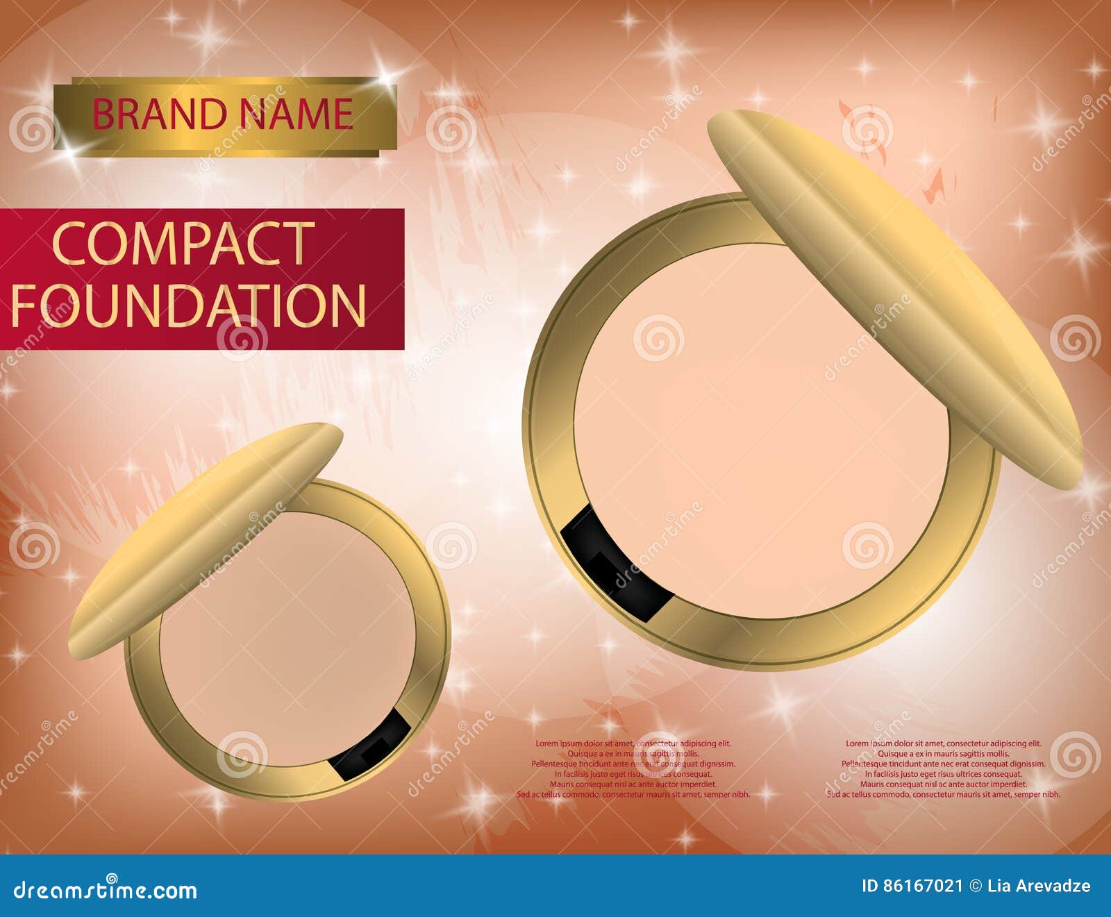 Glamorous Compact Foundation on the Sparkling Effects Backgroun Stock ...