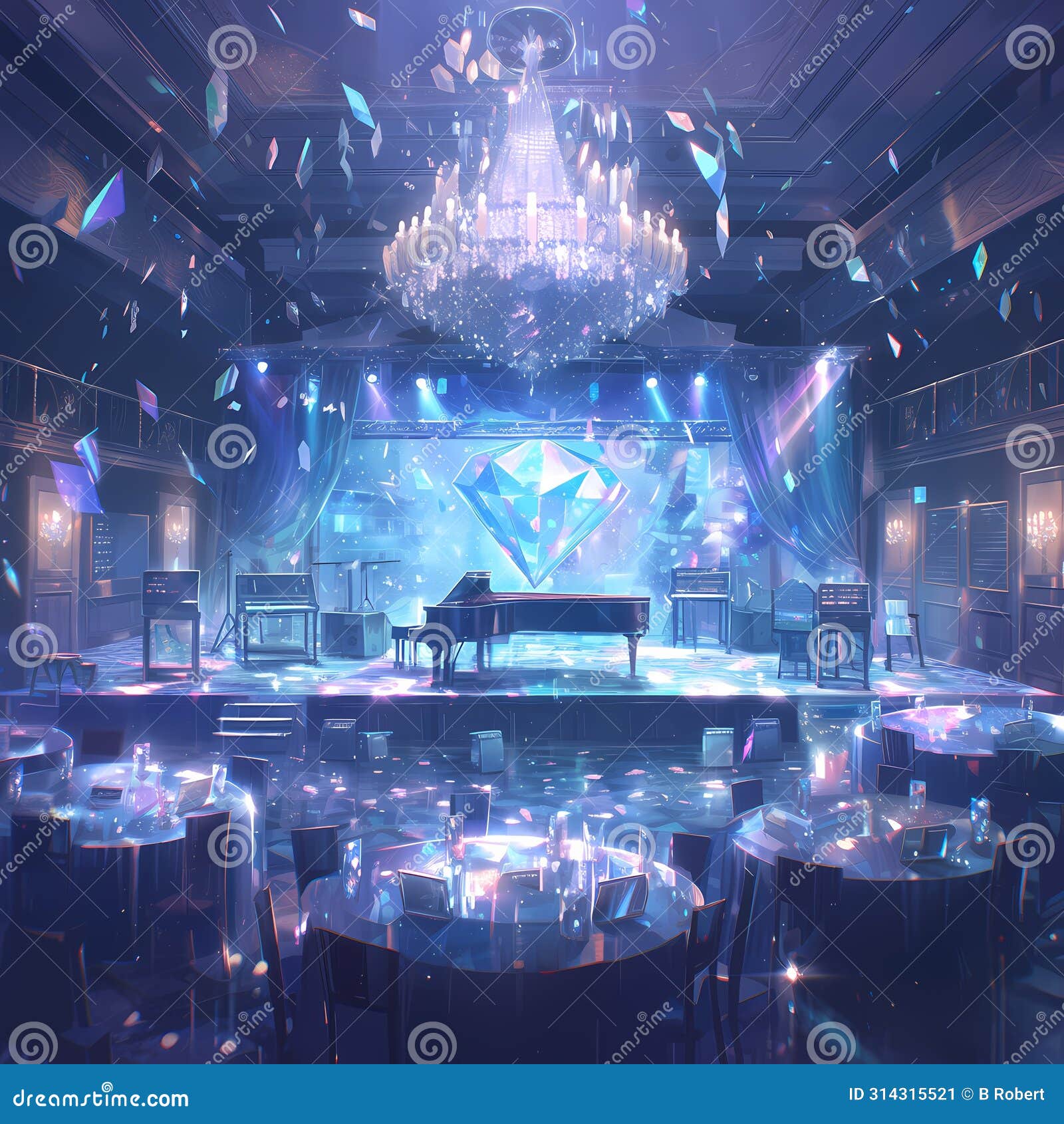 Glamorous Diamond Disco Dance Hall Stock Illustration - Illustration of ...