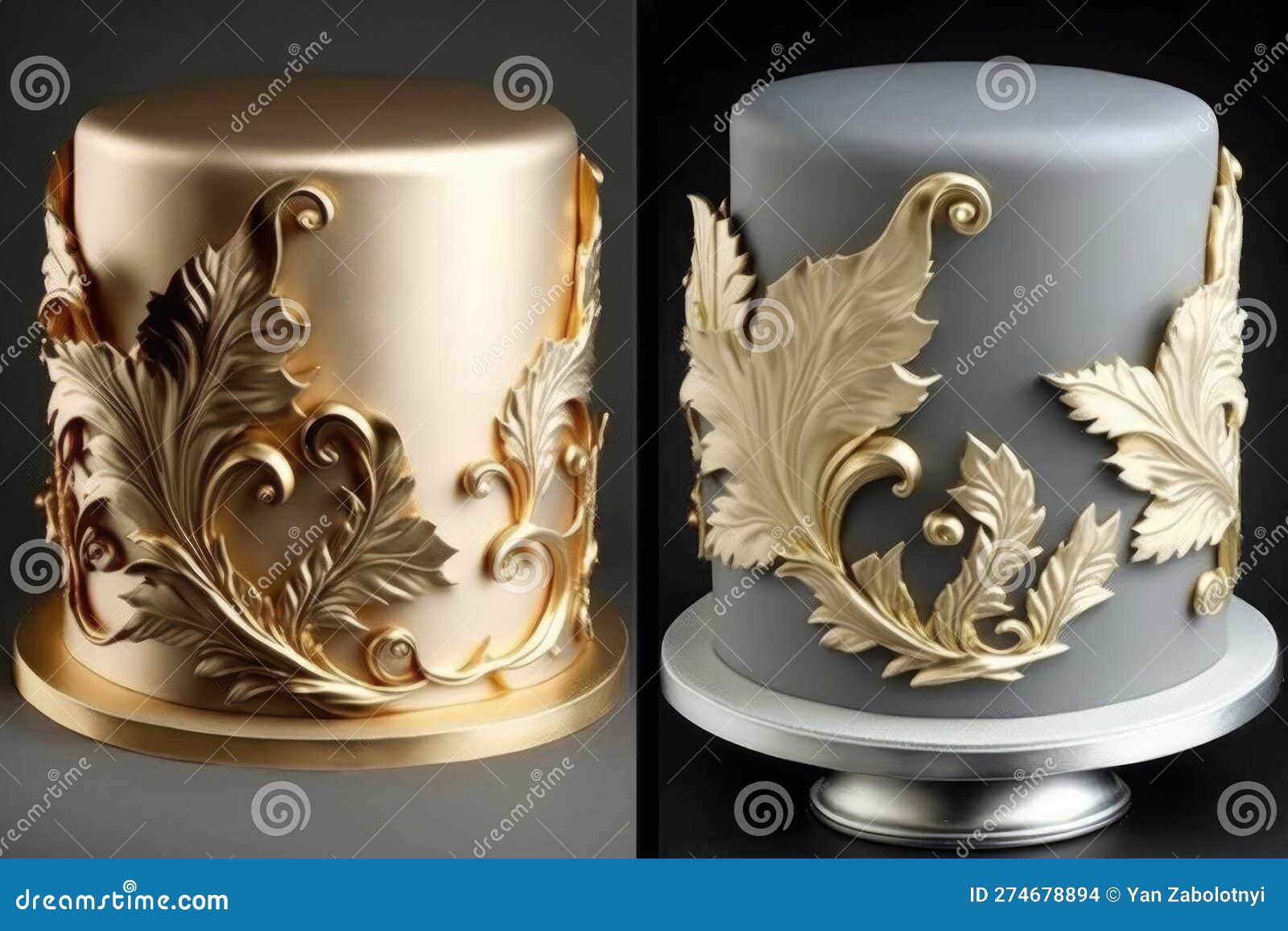 Glamorous Gold or Silver Cake with Metallic Accents. Generative AI ...