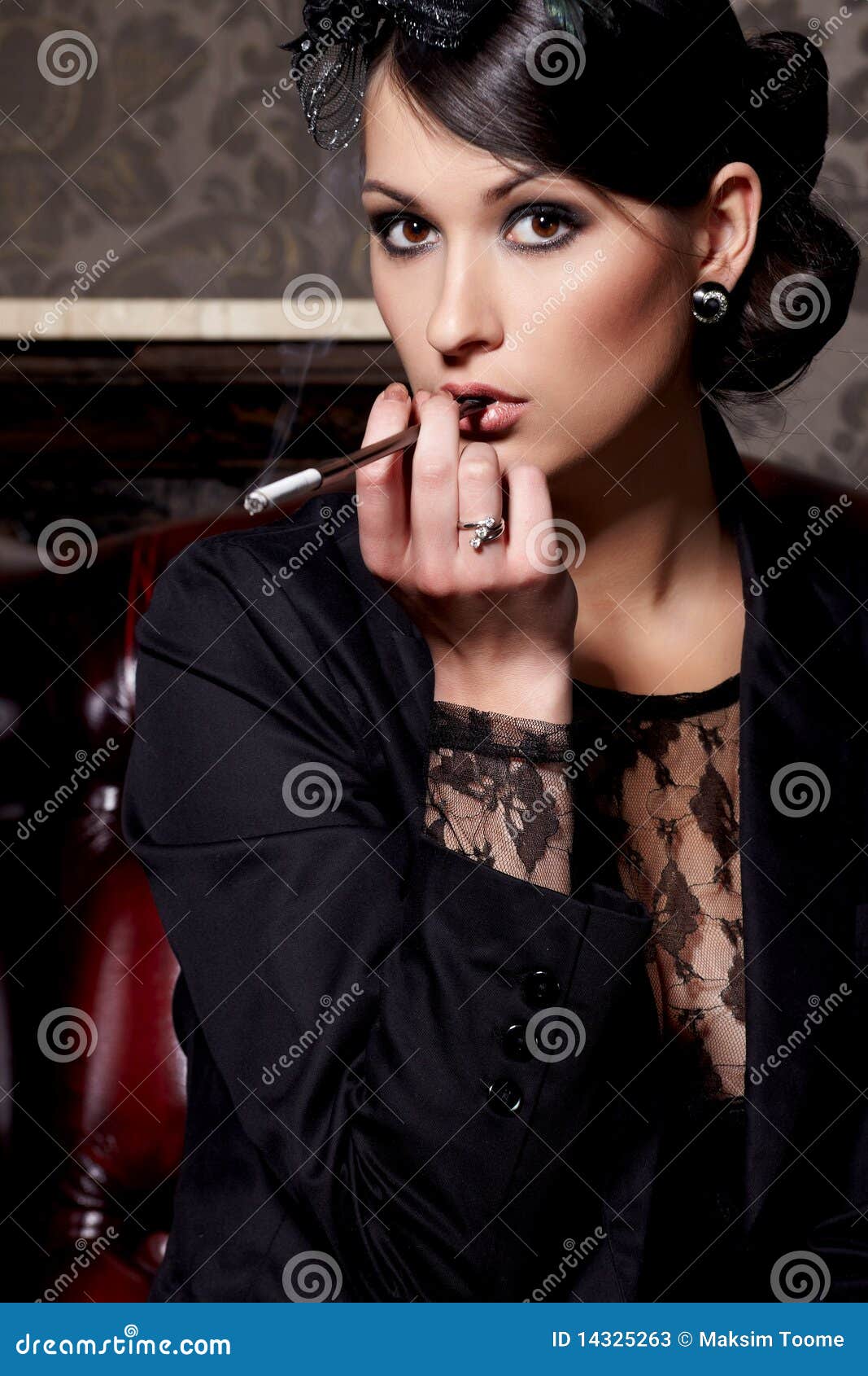 Glamorous Lady with Cigarette Stock Image - Image of face, cute: 14325263