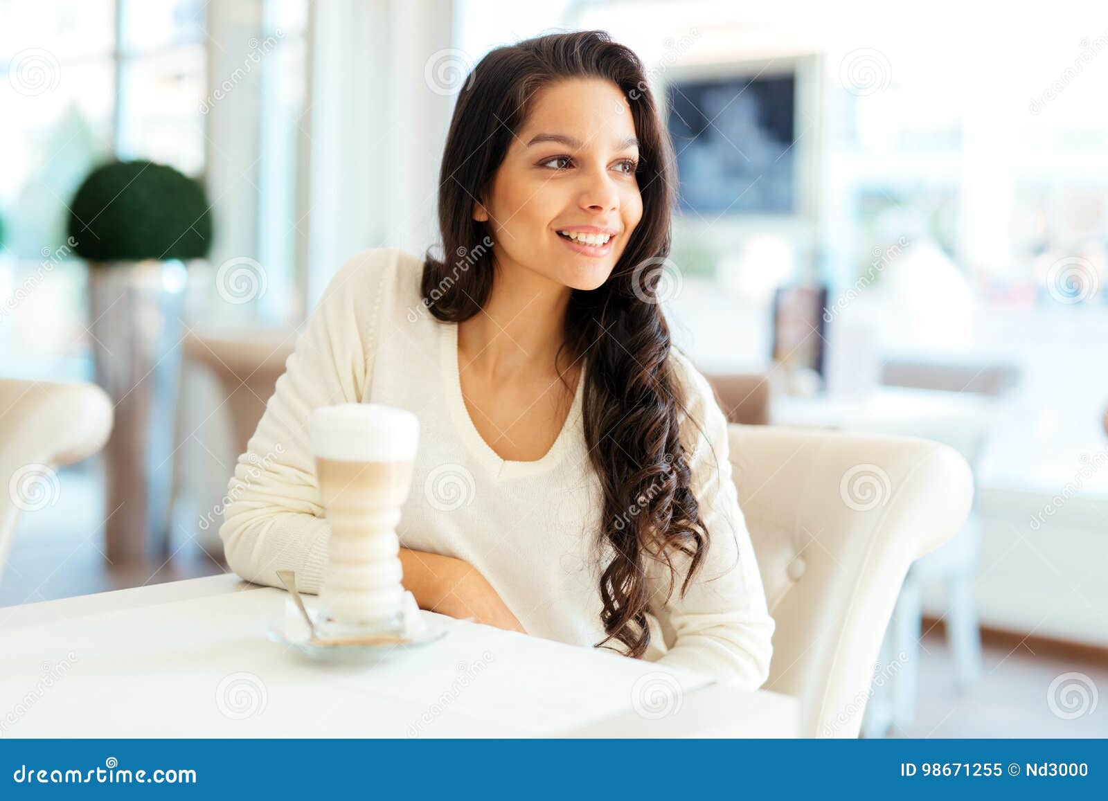 Glamorous Lady Drinking Coffee Stock Image - Image of beautiful, girl ...