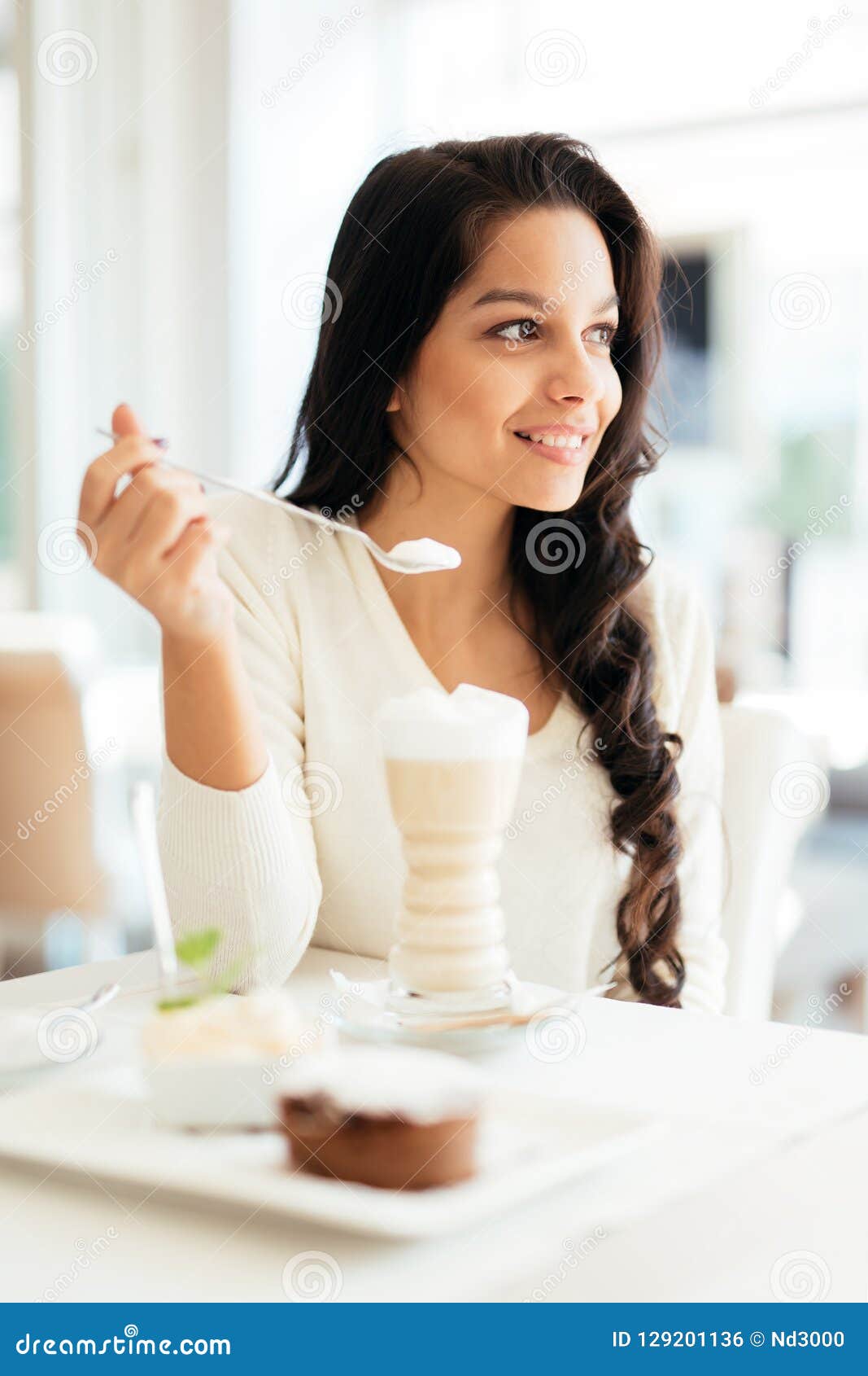 Glamorous Lady Drinking Coffee Stock Photo - Image of cute, charming ...