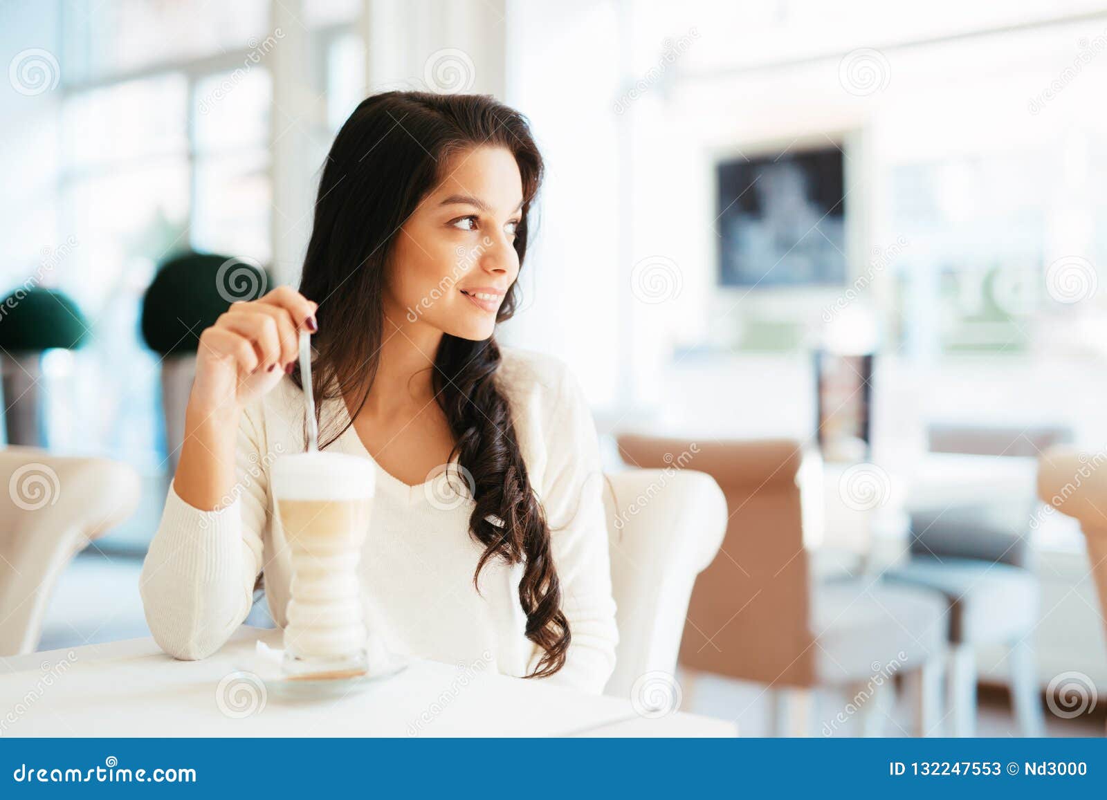 Glamorous Lady Drinking Coffee Stock Image - Image of person, model ...