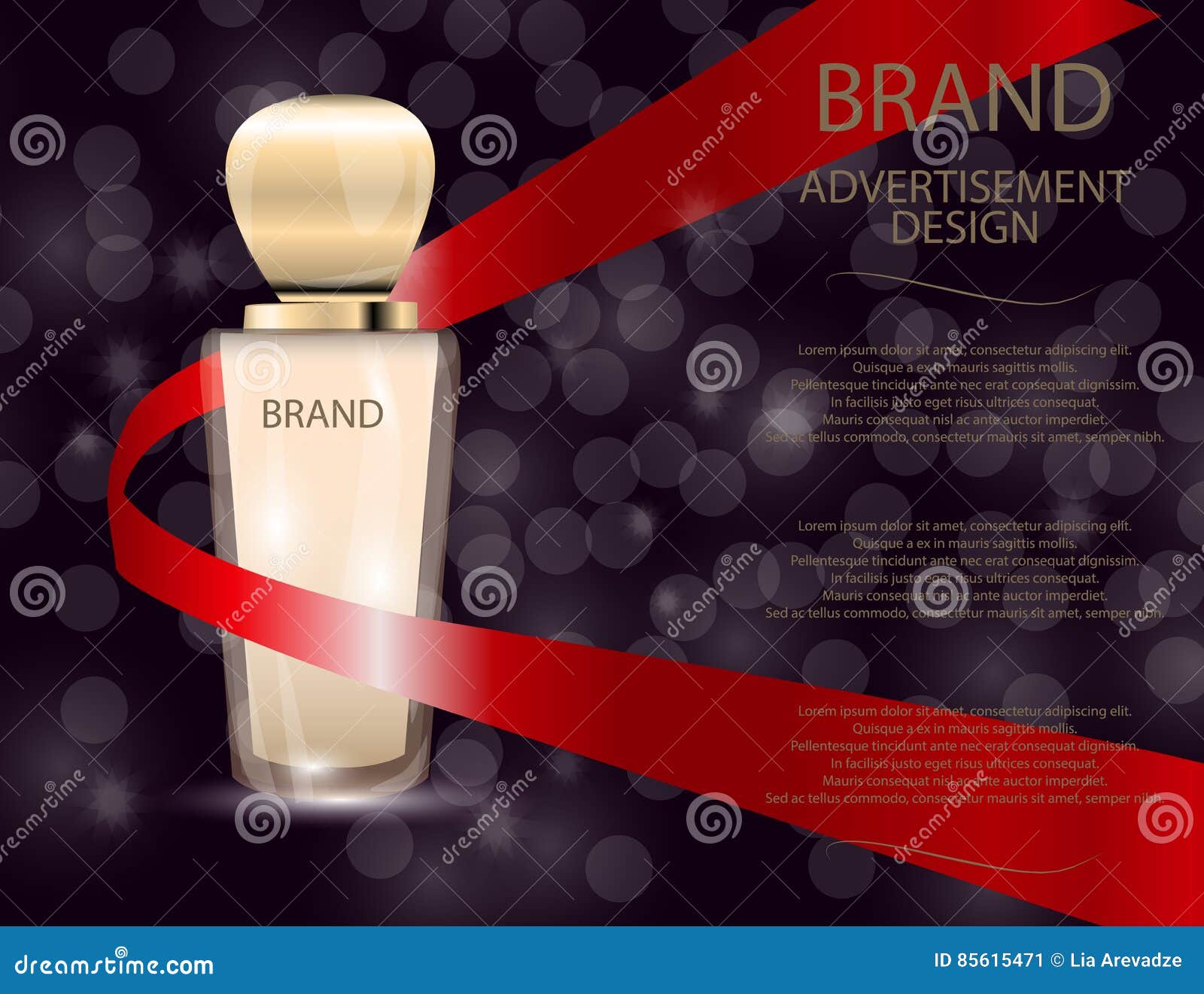 Glamorous Perfume Glass Bottle on the Sparkling Effects Stock Vector ...