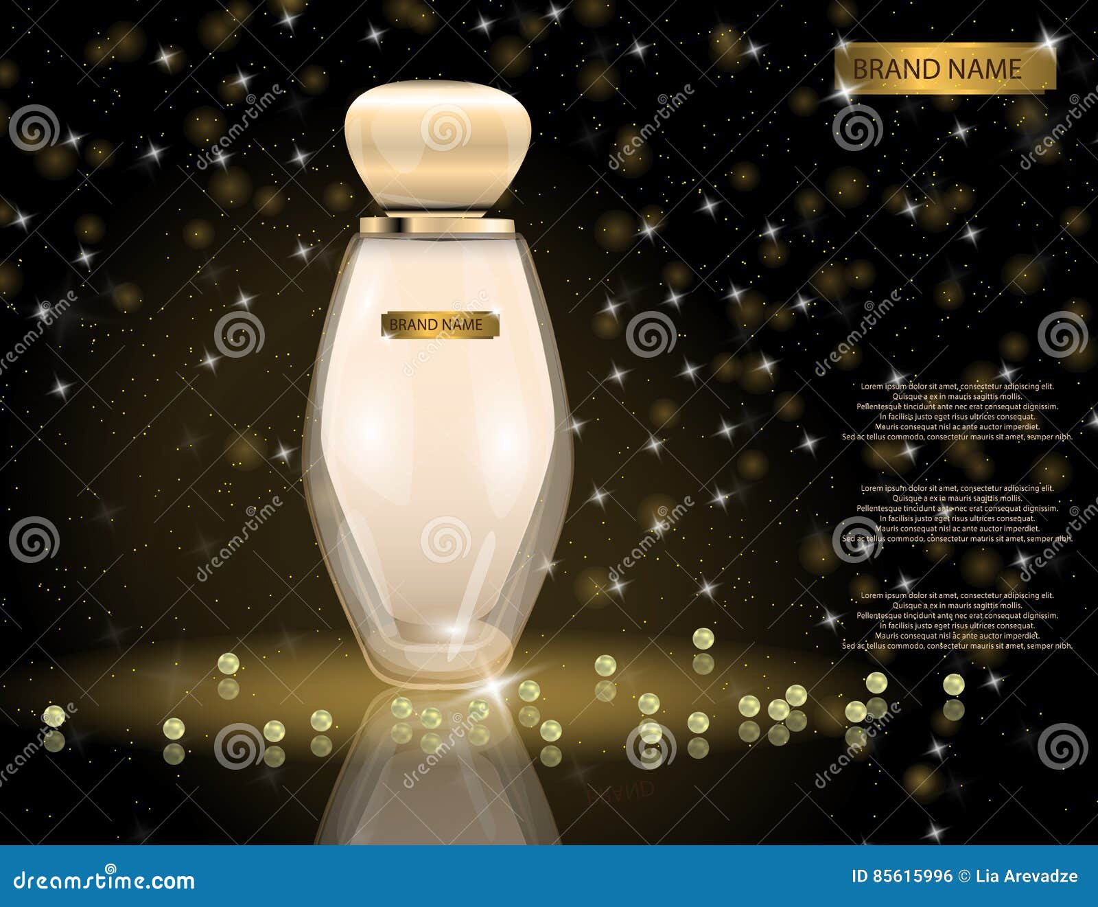 Glamorous Perfume Glass Bottle on the Sparkling Effects Stock Vector ...