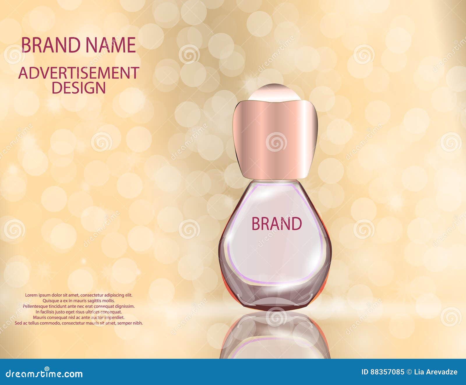 Glamorous Perfume Glass Bottle On The Sparkling Effects Background ...