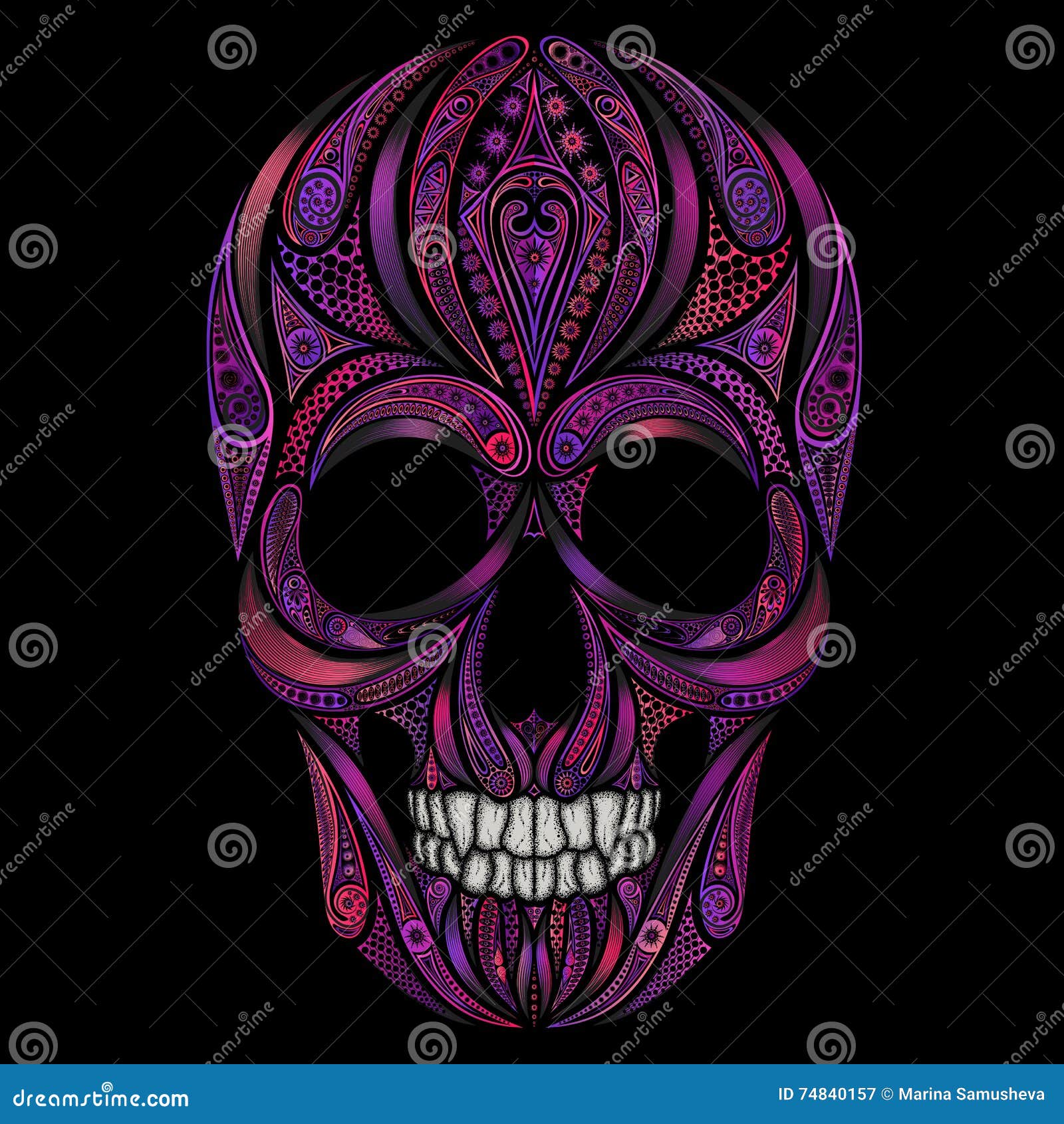 Glamorous pink human skull stock illustration. Illustration of culture ...