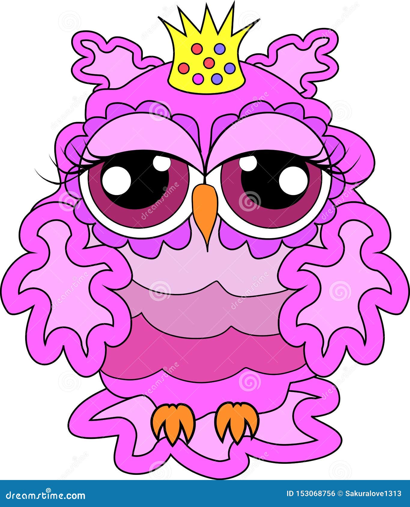 Glamorous Pink Owl-princess with Crown Stock Photo - Image of beauty ...