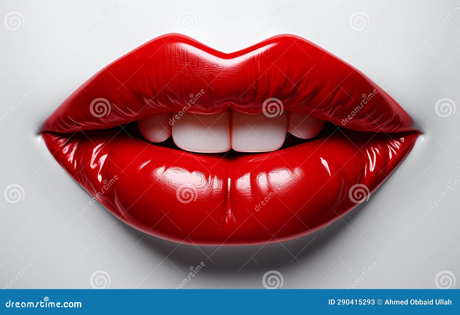 Glamorous Red Lips on a White Background. Generative by Ai Stock Image ...