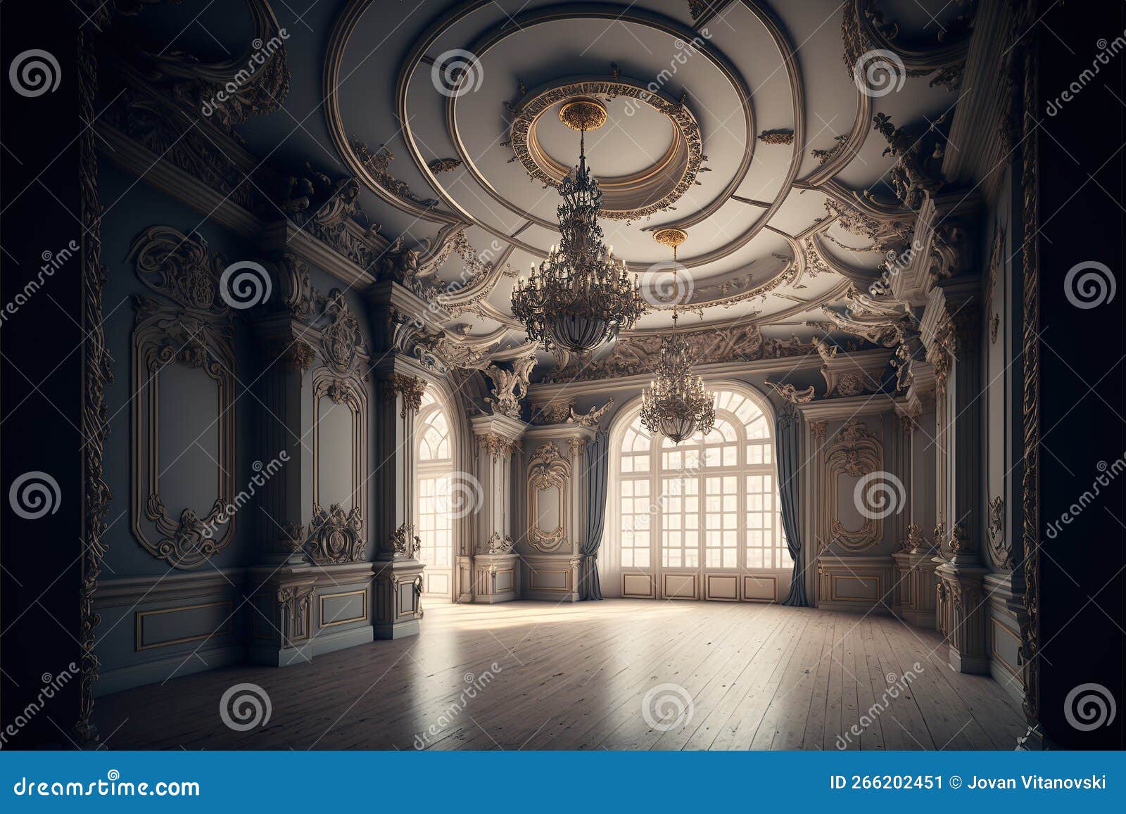 Glamorous Rococo Baroque Ballroom Generated by AI Stock Illustration ...
