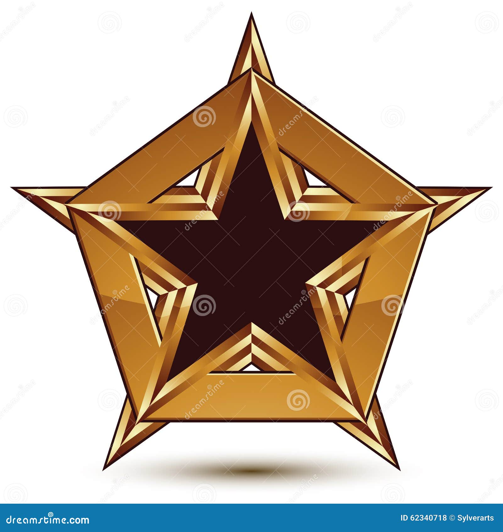 Glamorous Vector Template with Pentagonal Black Star, Golden Stock ...