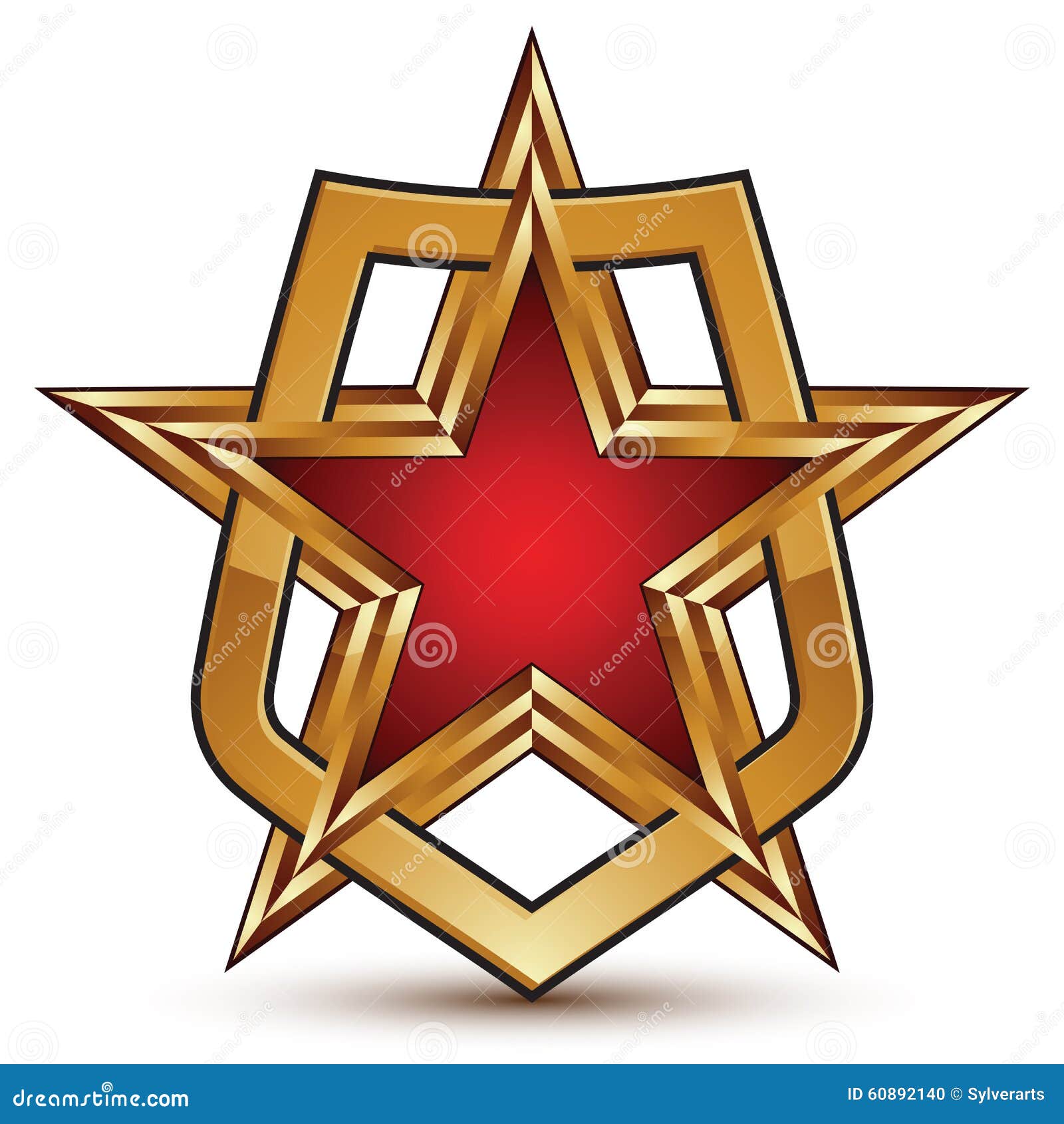 Glamorous Vector Template with Pentagonal Golden Star Symbol Stock ...