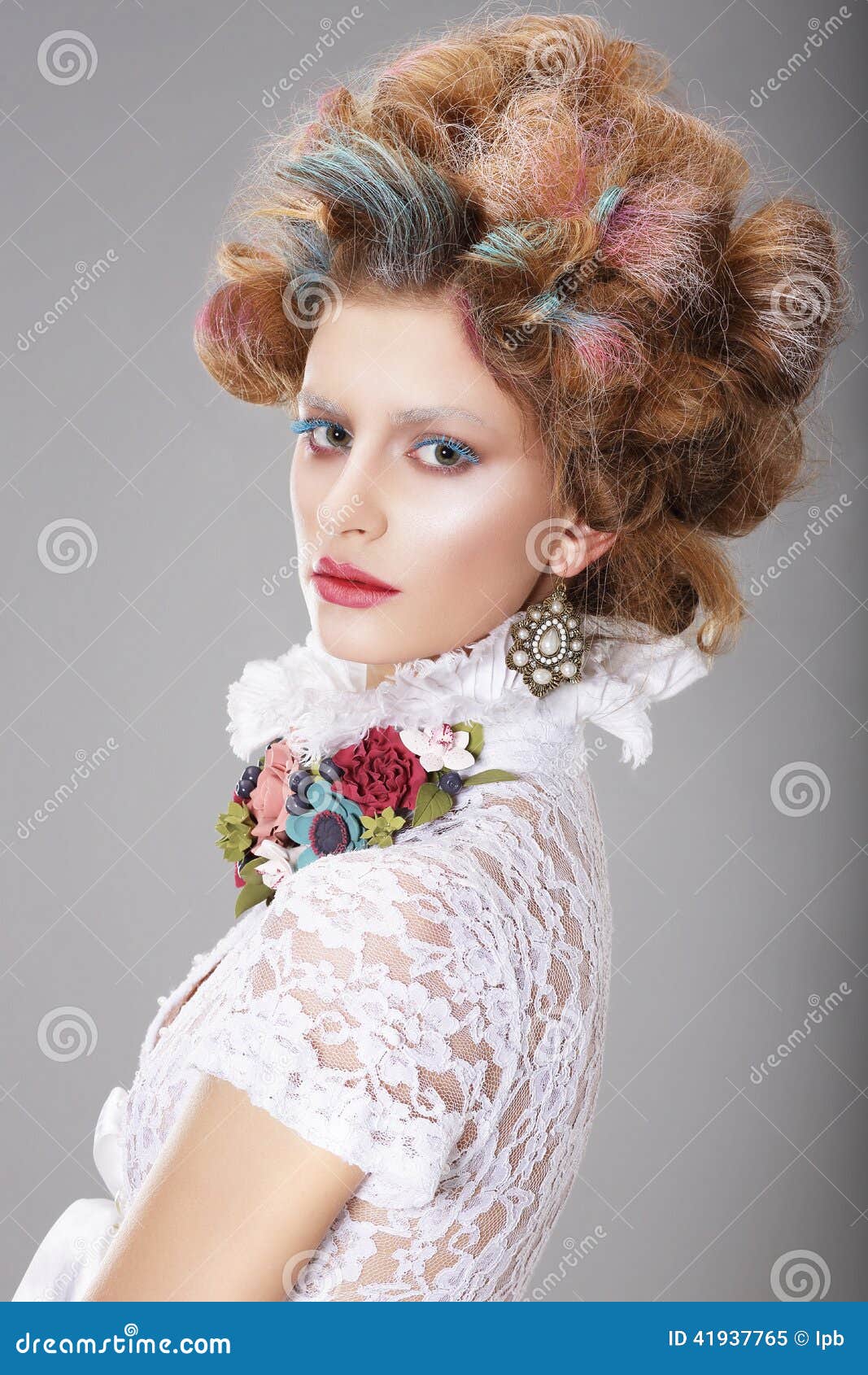 Glamorous Woman with Stylized Fanciful Coiffure Stock Image - Image of ...