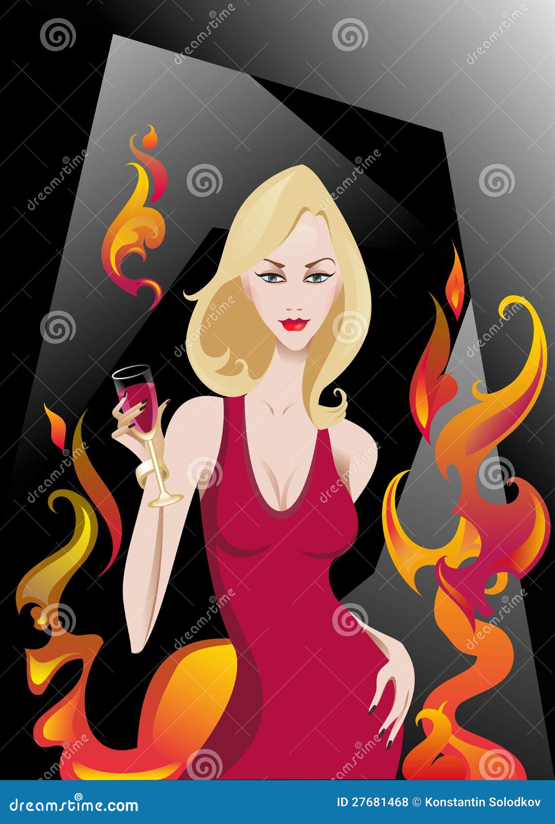 Glamour Blonde Melancholic Girl Cartoon Illustration | CartoonDealer ...