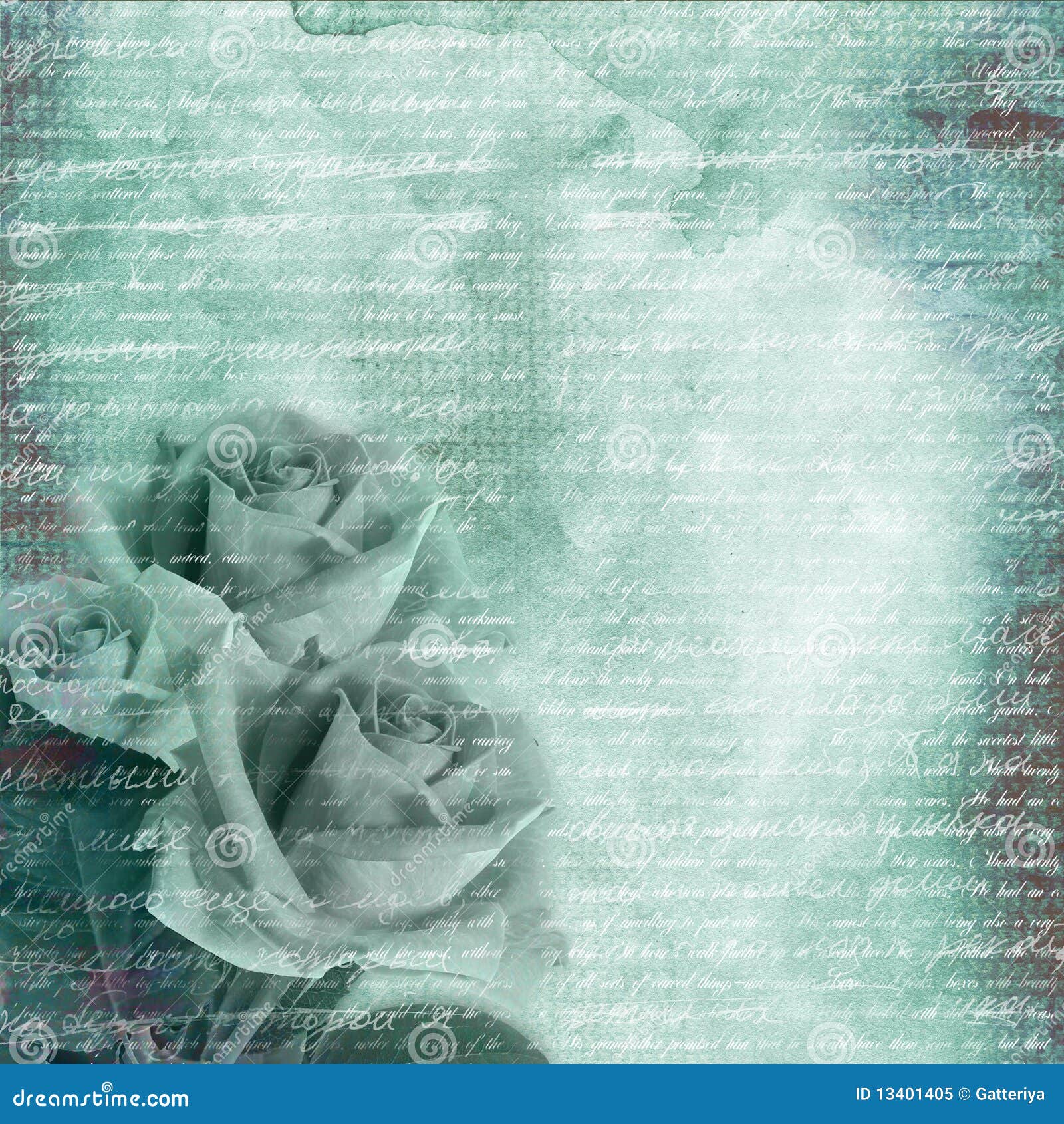 Glamour Blue Background with Bouquet of Roses Stock Illustration ...