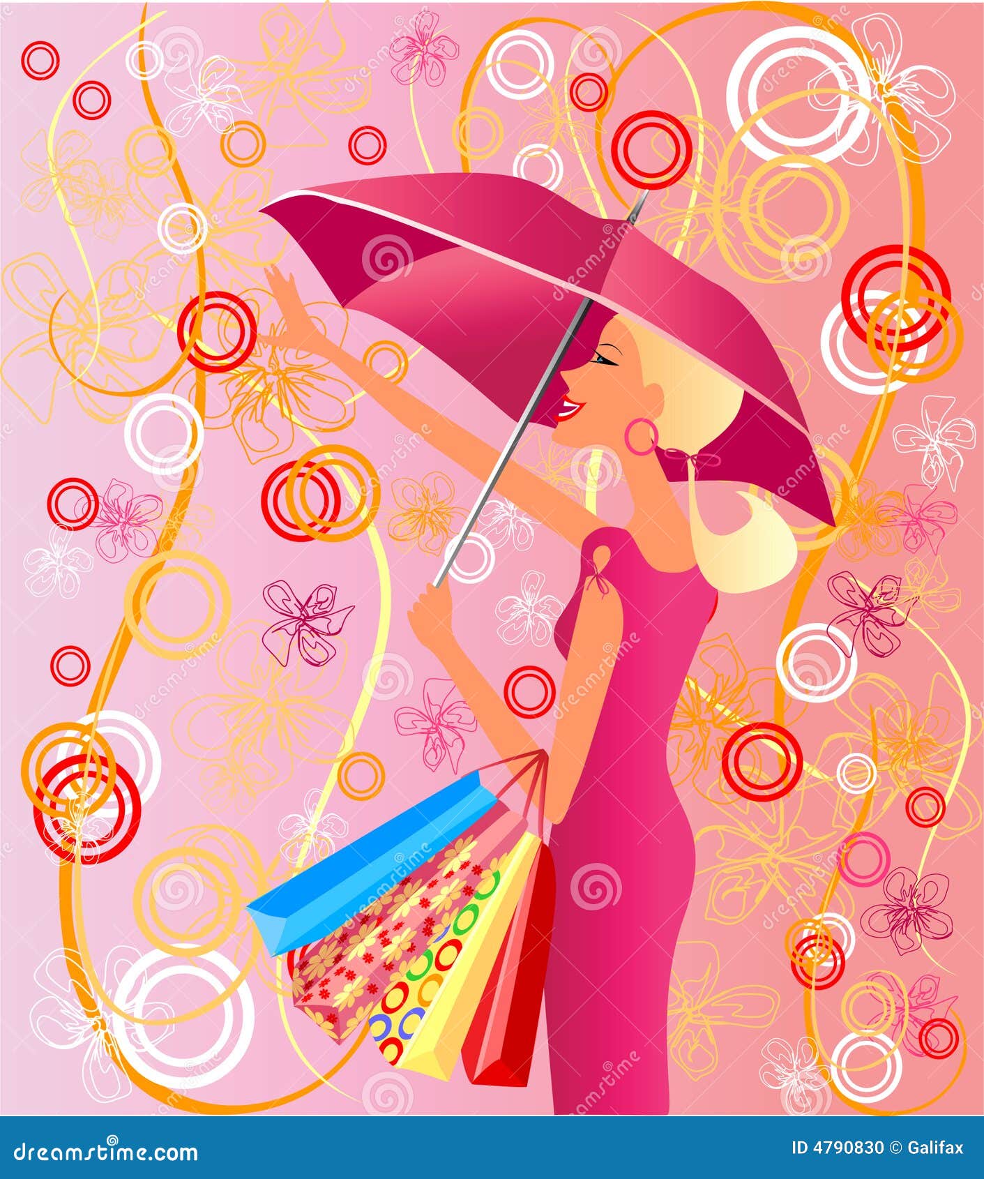 Glamour Girl Shopping With A Box Cartoon Vector | CartoonDealer.com ...