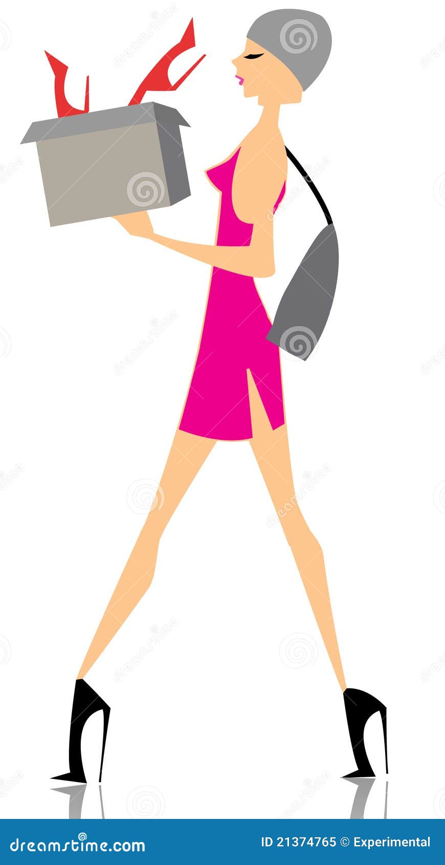 Glamour Girl Shopping With A Box Cartoon Vector | CartoonDealer.com ...