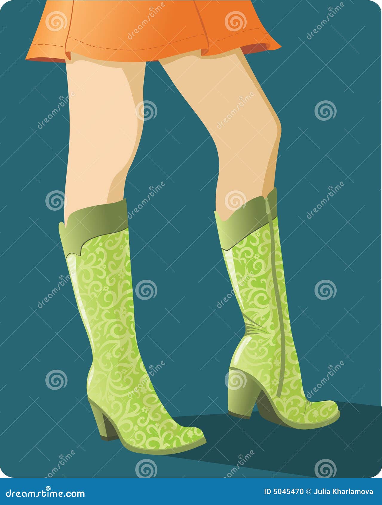 Glamour green boots stock vector. Illustration of beauty - 5045470