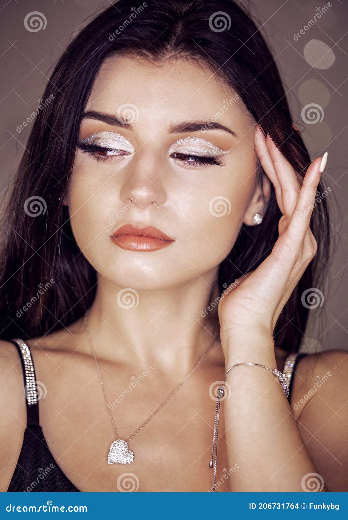 Glamour Make Up Look for Party Silver Glitter Stock Photo - Image of ...