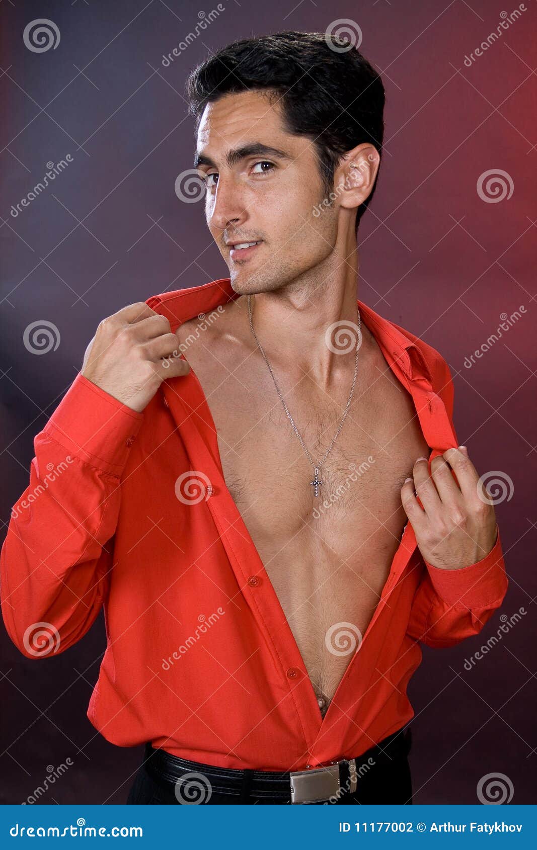 Glamour man in red shirt. stock photo. Image of trendy - 11177002