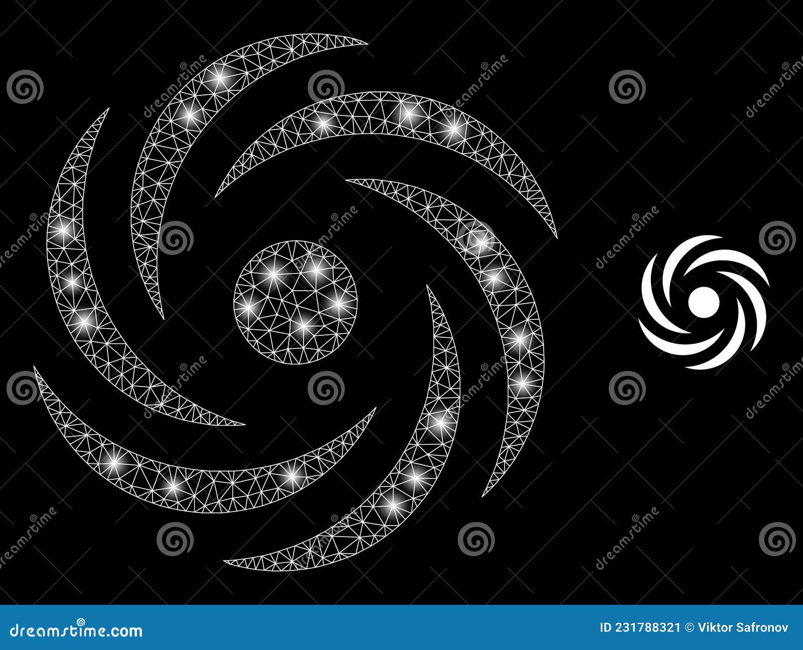 Polygonal 2D Mesh Cyclone Rotation with Light Spots Stock Vector ...