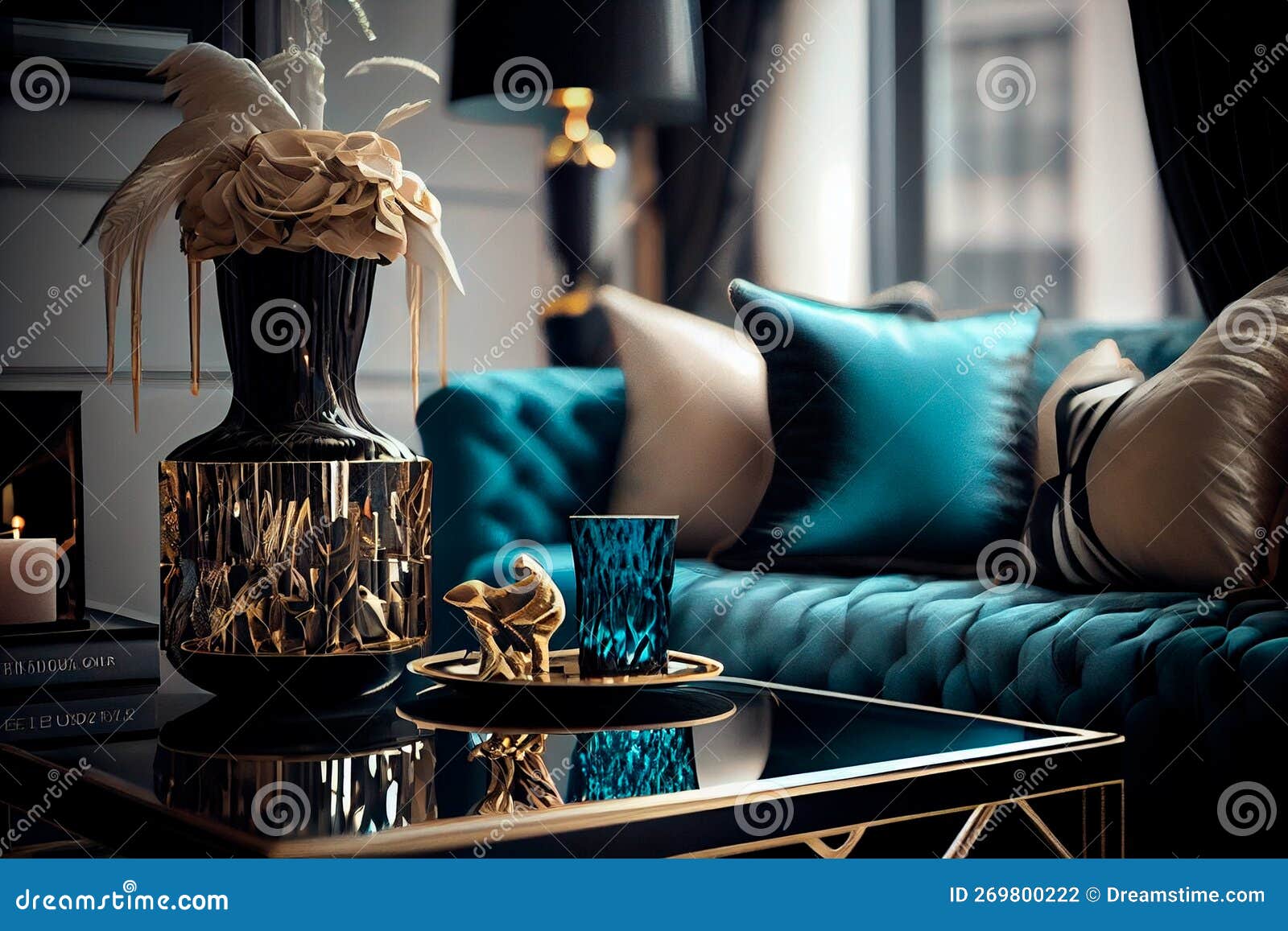 Glamour Modern Style Interior Design. Generative AI Stock Illustration ...