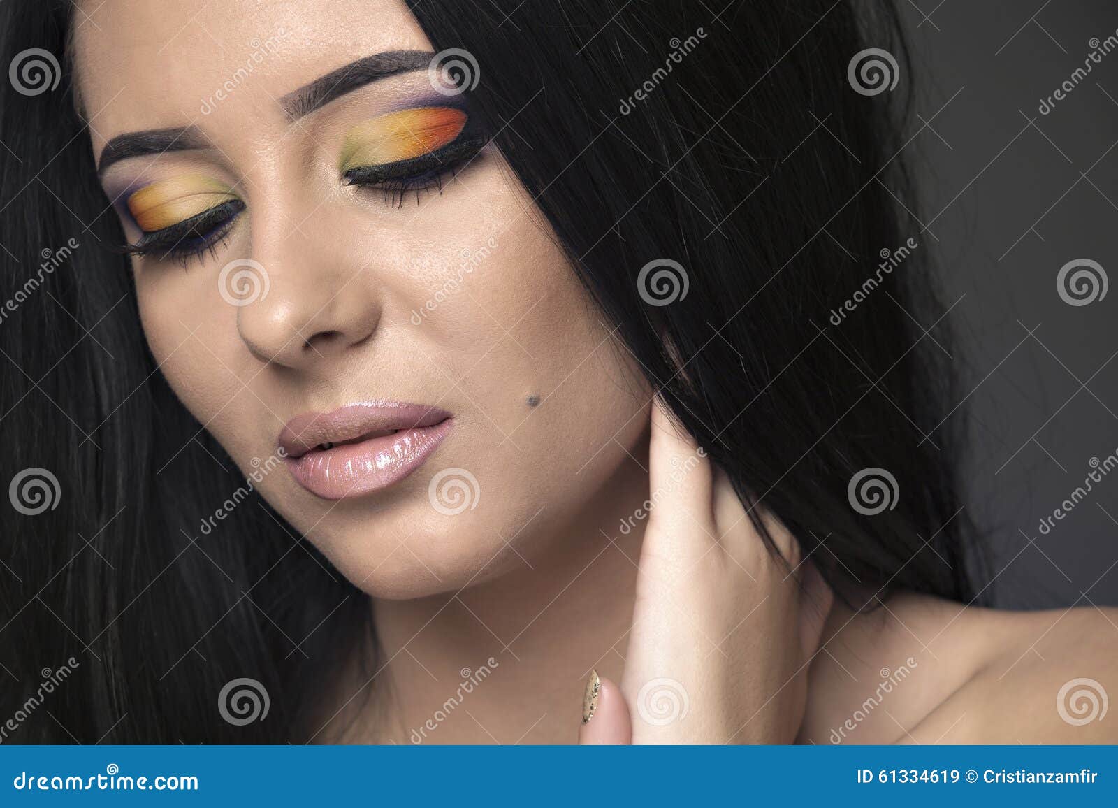 Glamour Portrait Of Beautiful Woman Model With Fresh Daily Makeup And