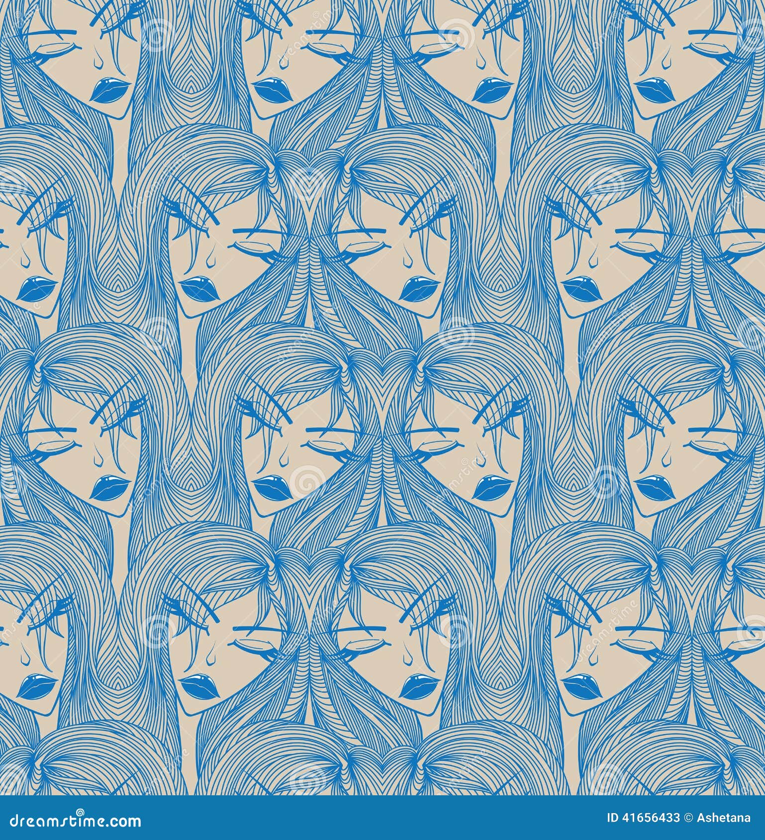 Glamour Seamless Pattern with Beautiful Girl. Stock Vector ...