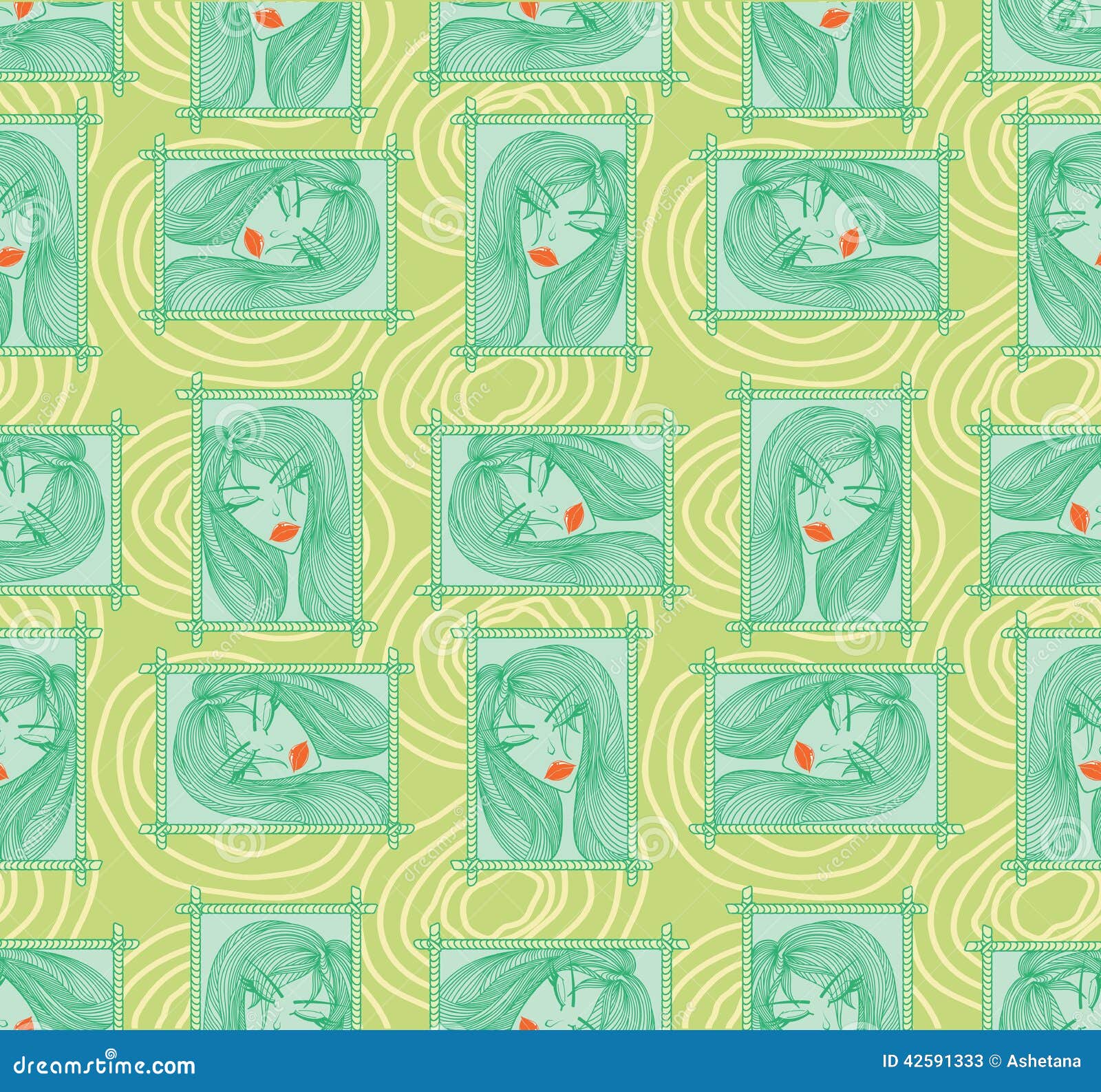 Glamour Seamless Pattern with Beautiful Girl. Stock Vector ...