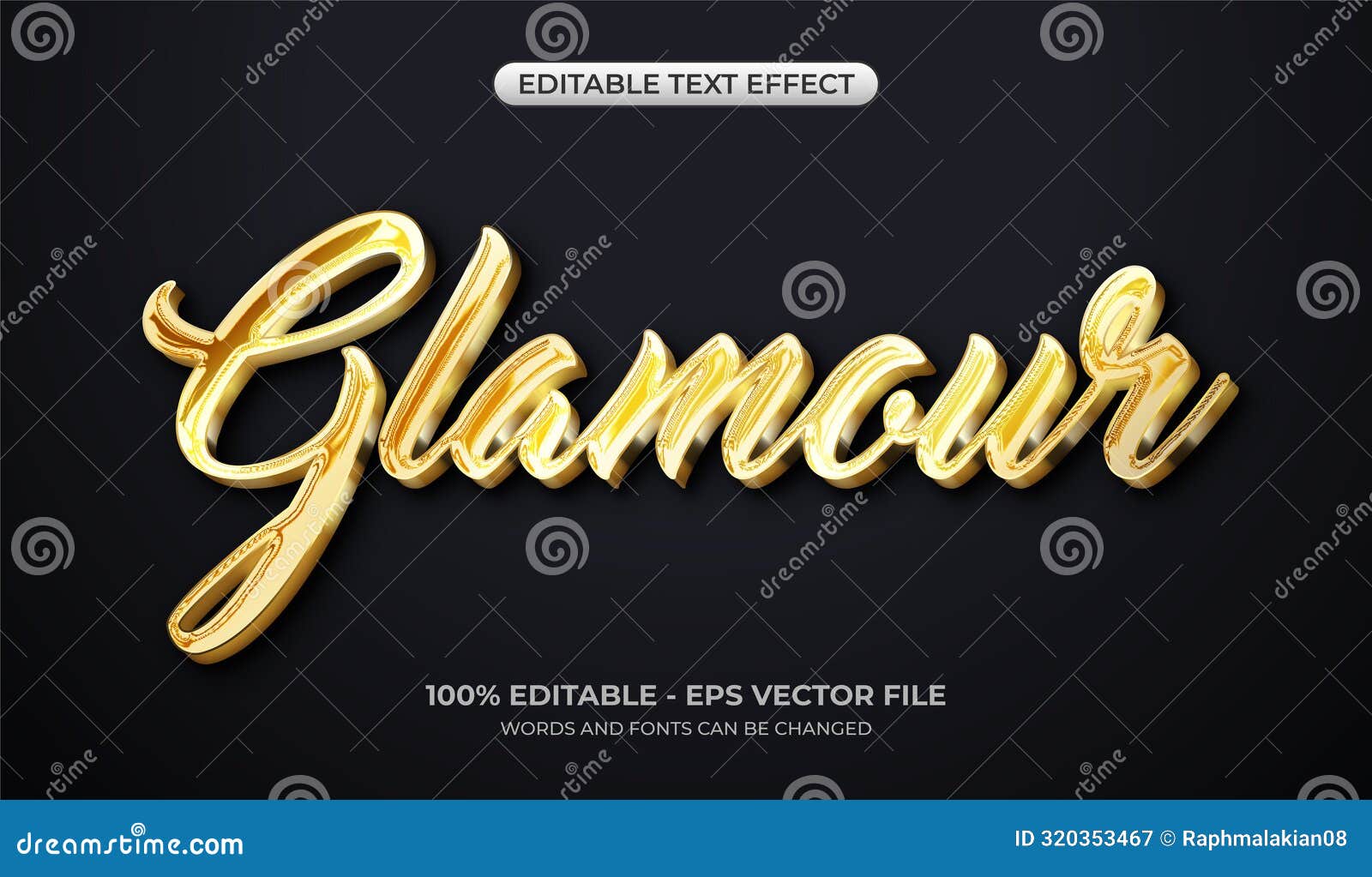 Glamour Text Effect. Editable Shiny Gold Text Effect Stock Vector ...
