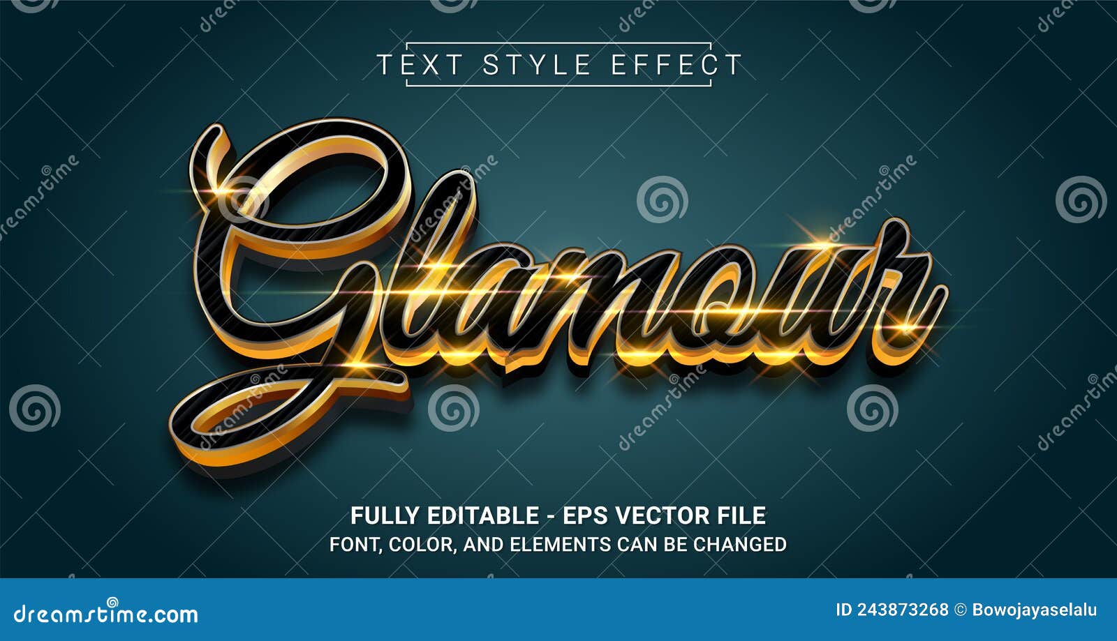 Glamour Text Style Effect. Editable Graphic Text Template Stock Vector ...