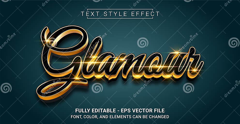 Glamour Text Style Effect. Editable Graphic Text Template Stock Vector ...