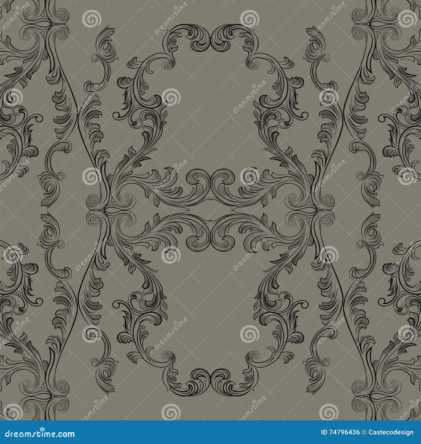 Glamourous Baroque Rococo Engraved Ornament Pattern Stock Illustration ...