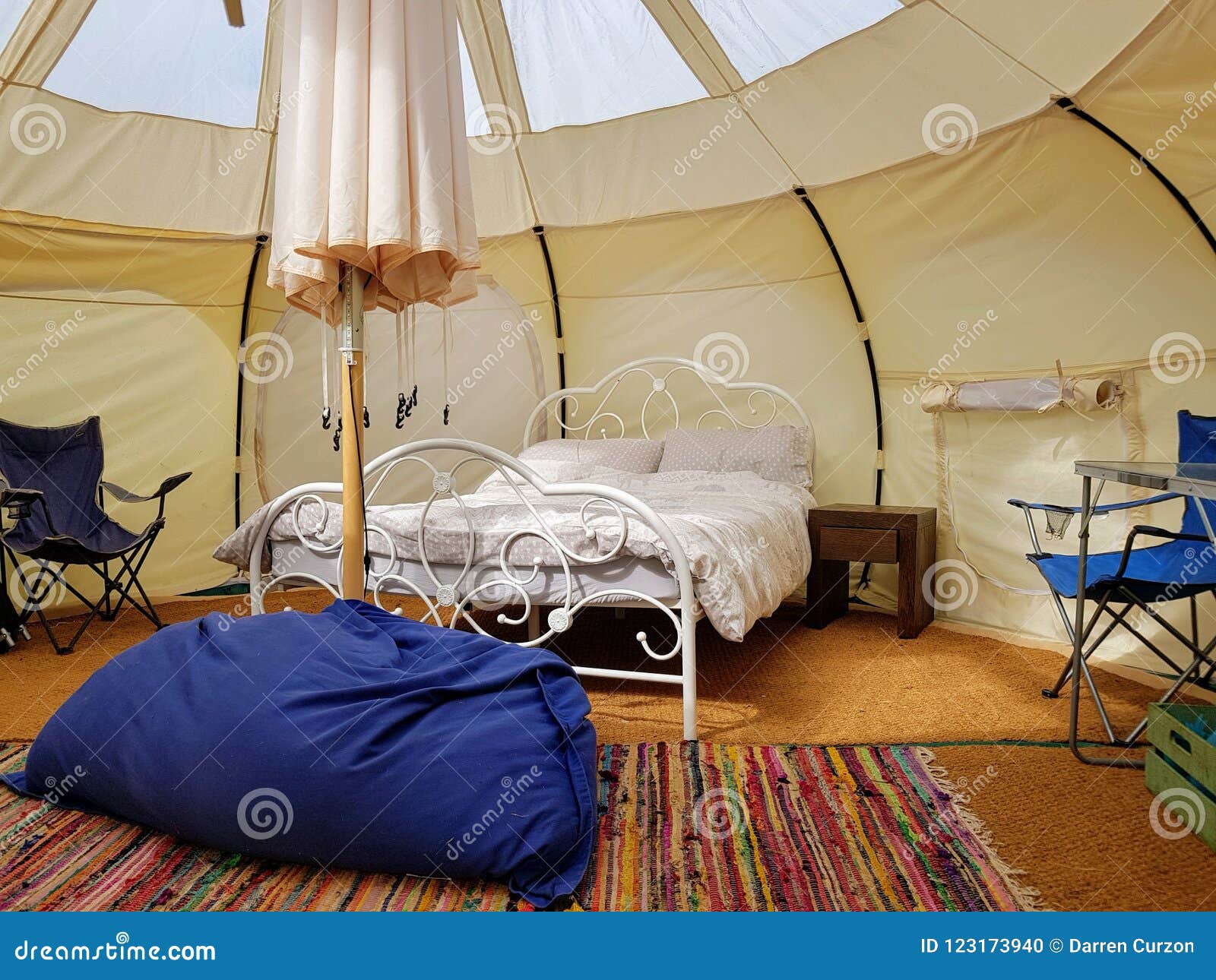 Glamping, the Interior of a Glamping Camping Tent in Exmoor Stock Photo ...
