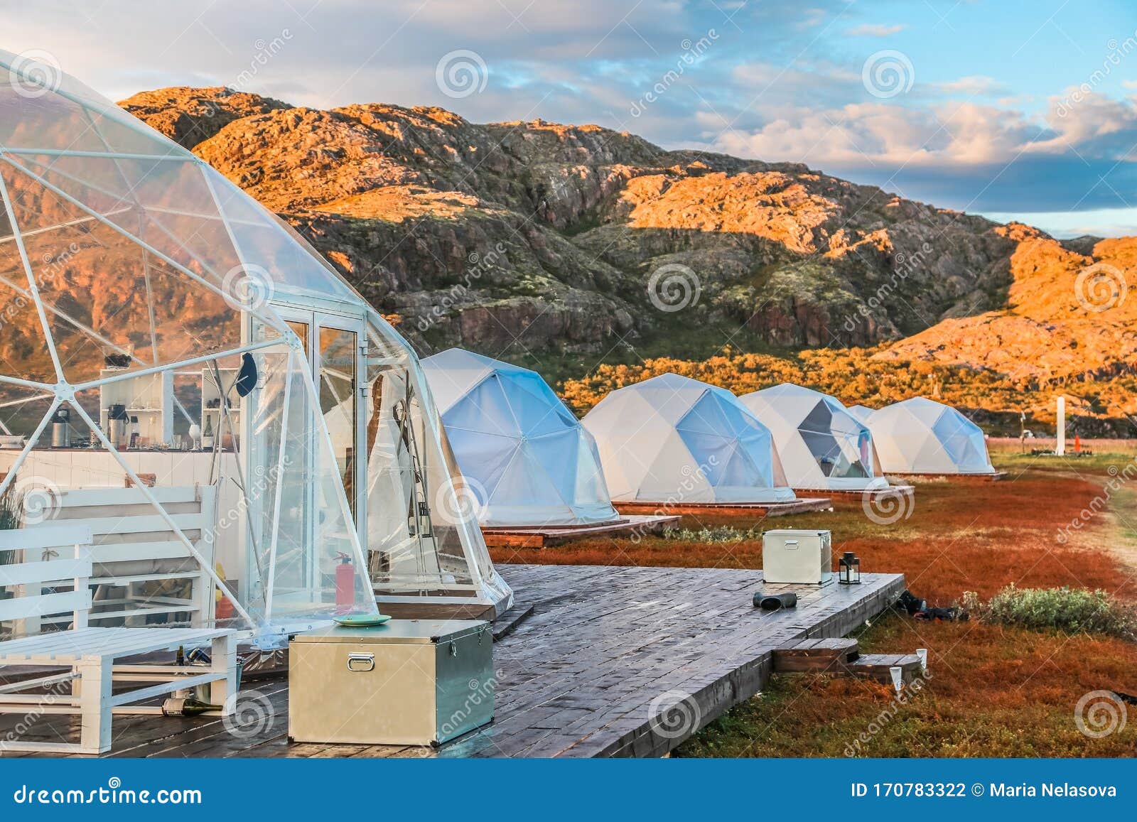 Glamping Tents in the Arctic on the Kola Peninsula, Russia Stock Photo ...