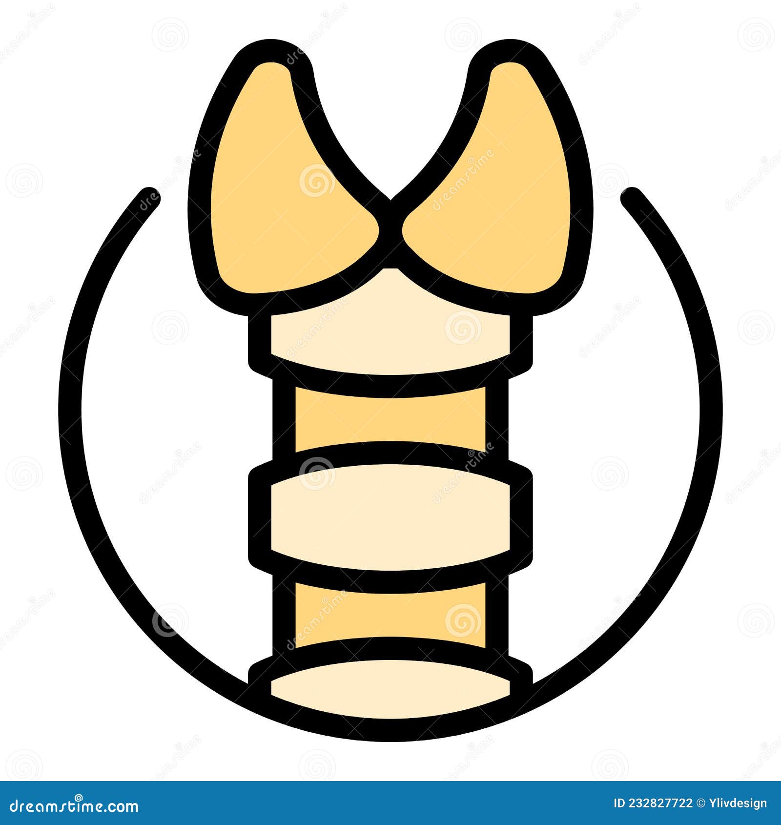 Thyroid Icon Of 3 Types Color, Black And White, Outline. Isolated ...