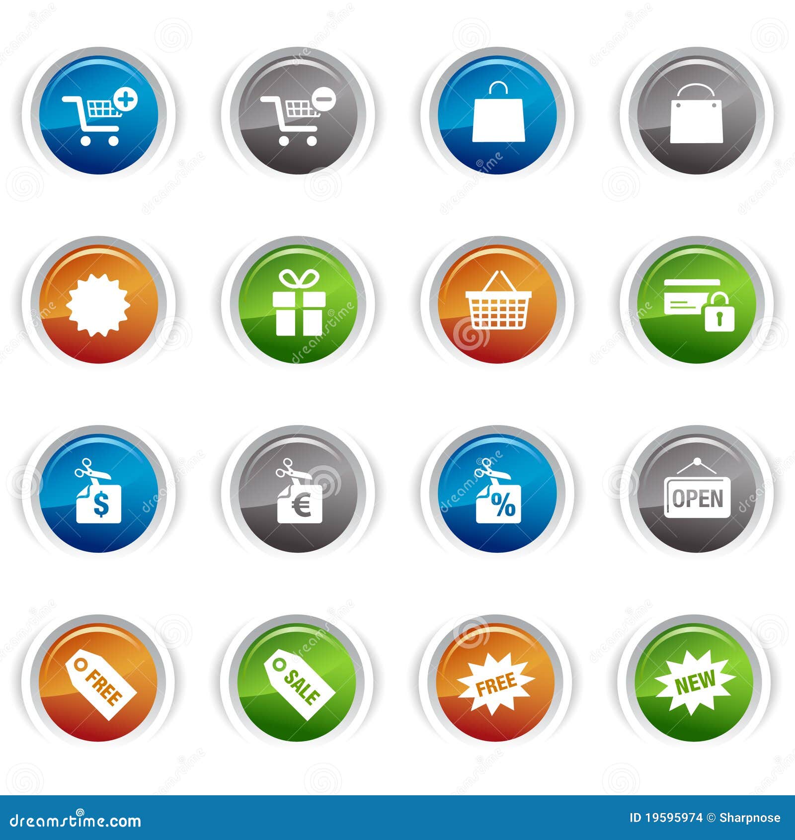 Glanzende Knopen - Het Winkelen Pictogrammen Vector Illustratie ...