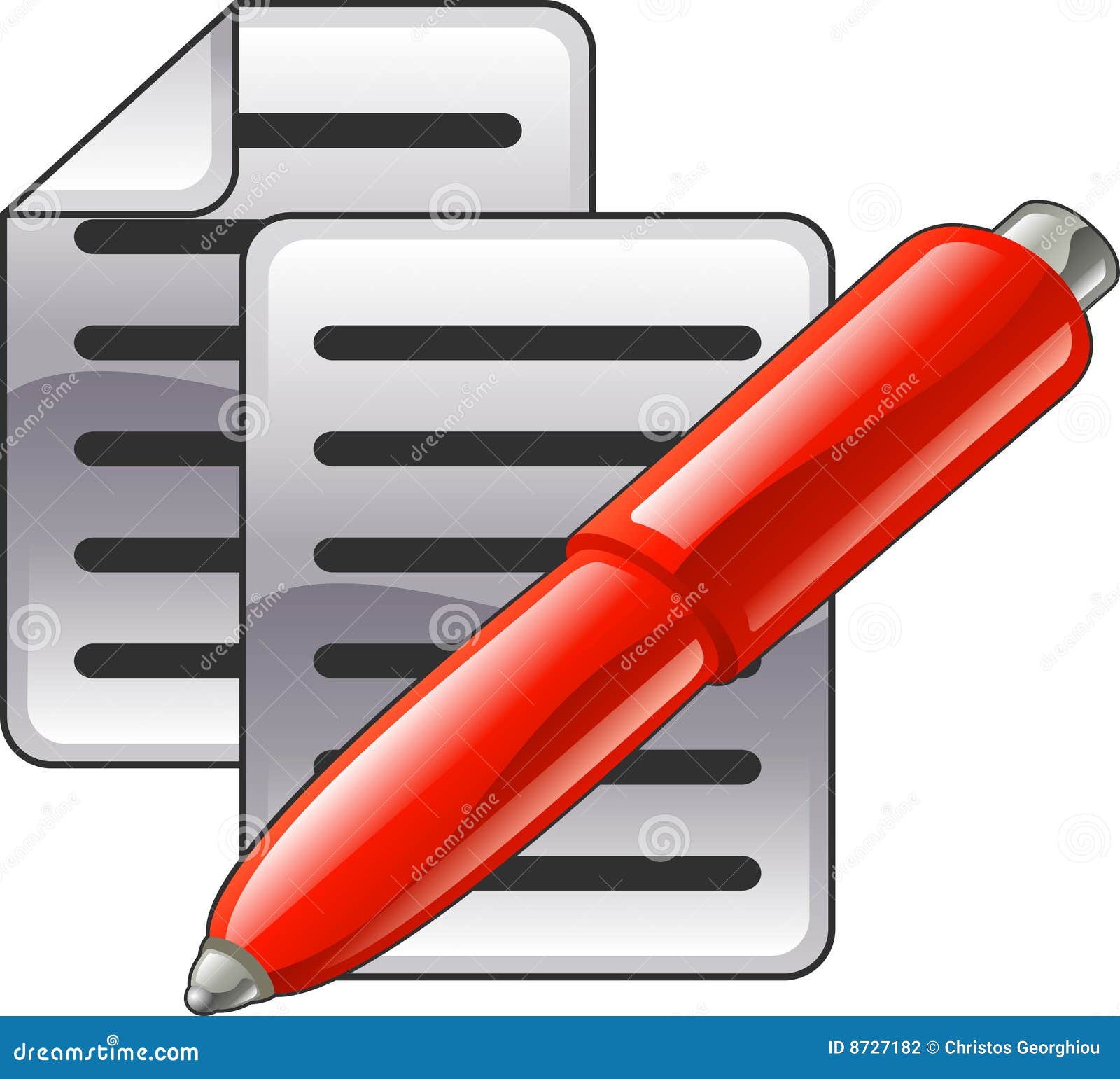 Glanzende Rode Pen En Documenten Vector Illustratie - Illustration of ...