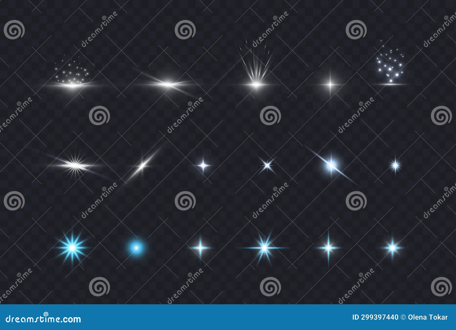 Glare Glowing Particles Light Rays Set on Transparent Background ...