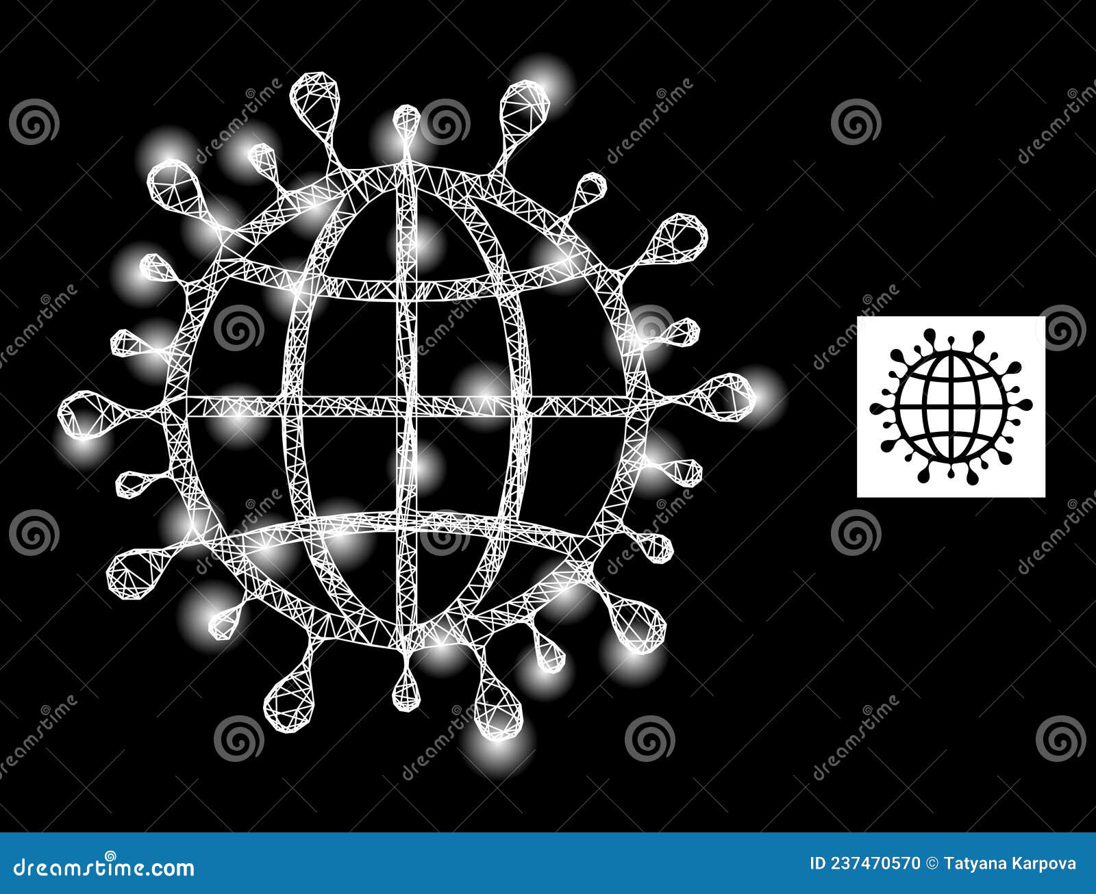 Bright Network Global Coronavirus Mesh Icon with Light Spots Stock ...