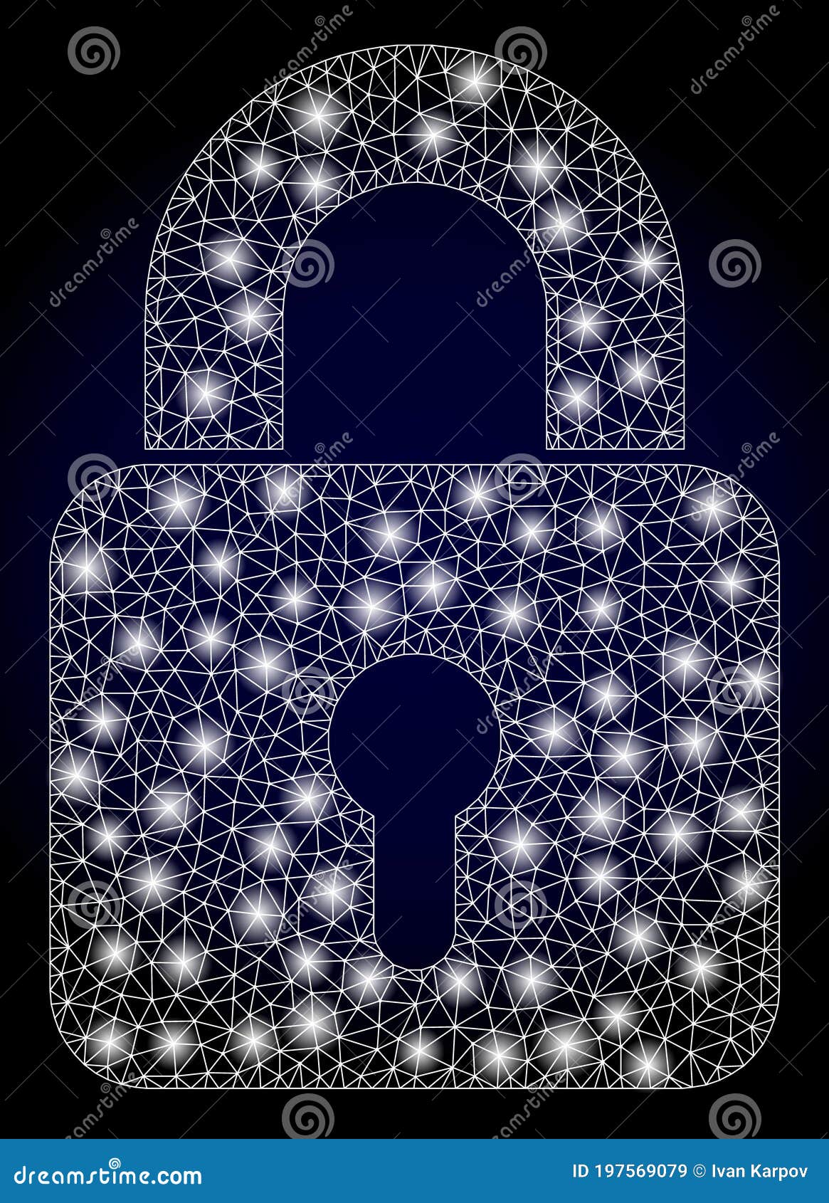 Bright Polygonal Mesh Lock with Glare Spots Stock Vector - Illustration ...