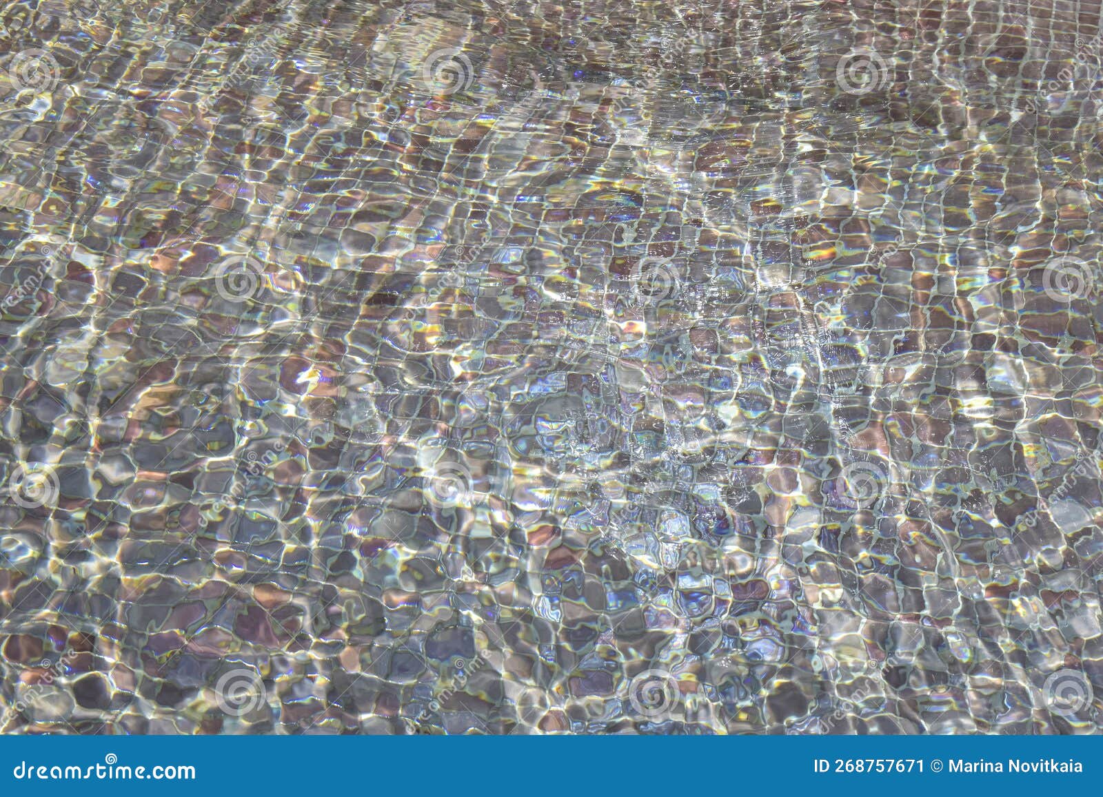 Glare on Water in Pool. Water Surface with Bizarre Small Waves, Full ...