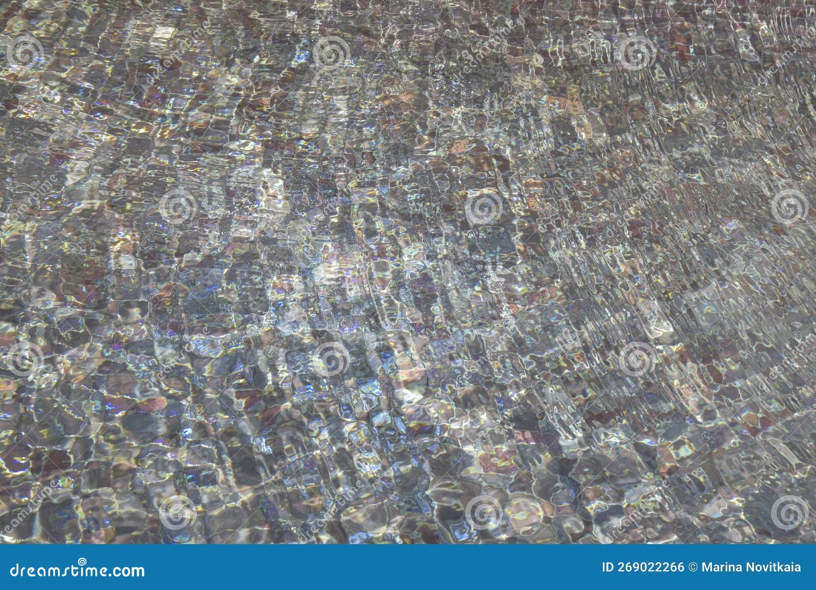 Glare on Water in Pool. Water Surface with Bizarre Small Waves, Full ...