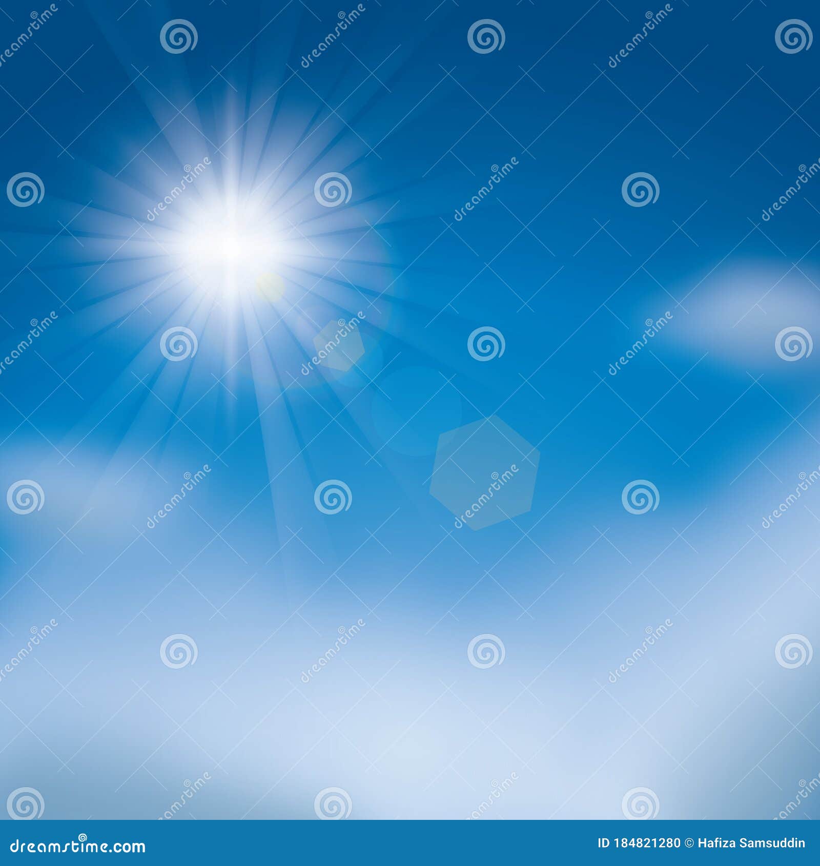 Glaring Sun in the Sky. Vector Illustration Decorative Background ...