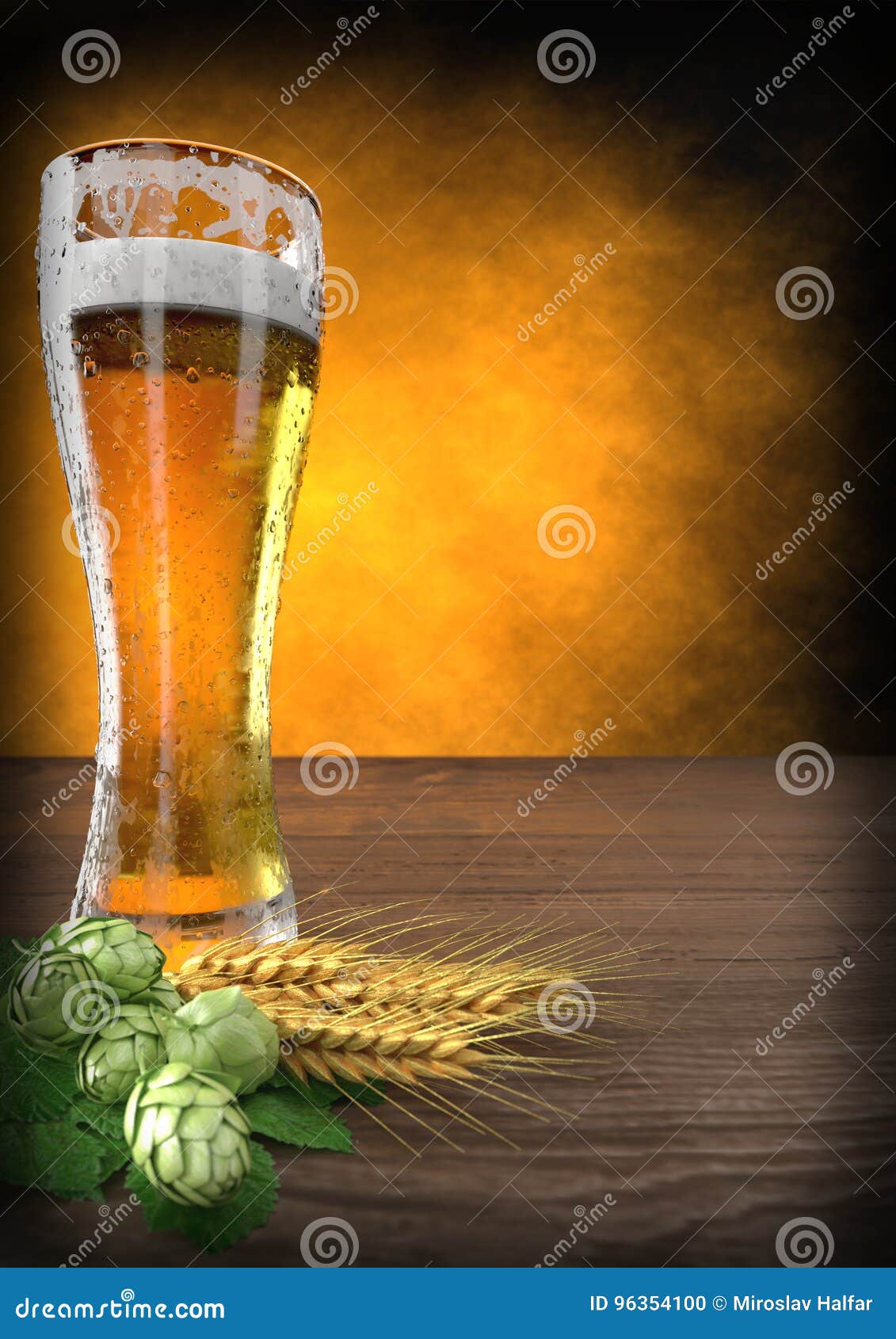 Glas Bier Met 3D Gerst En Hop - Geef Terug Stock Illustratie ...