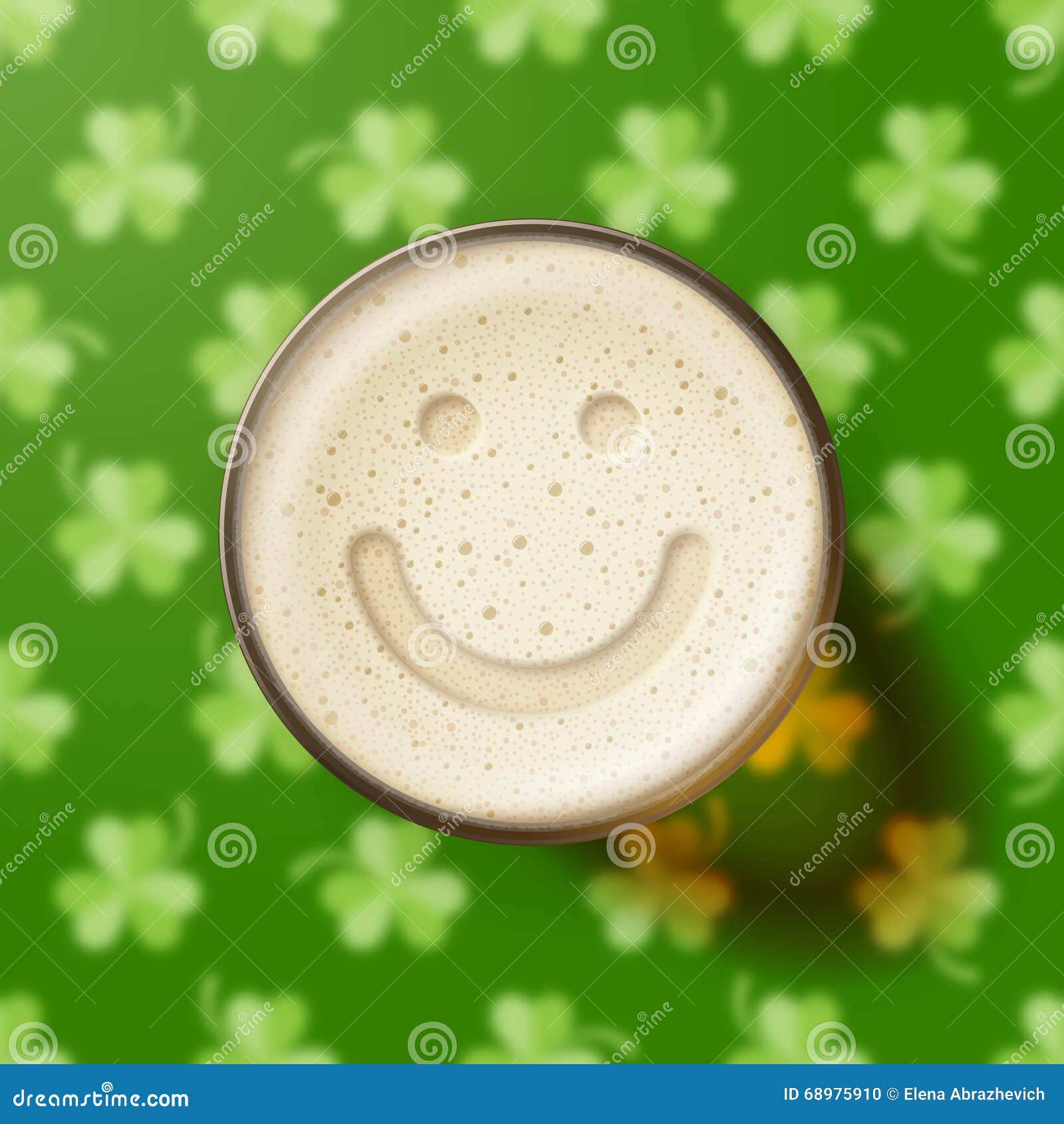 Glas Bier Mit Smiley Auf Kleehintergrund Stock Abbildung - Illustration ...