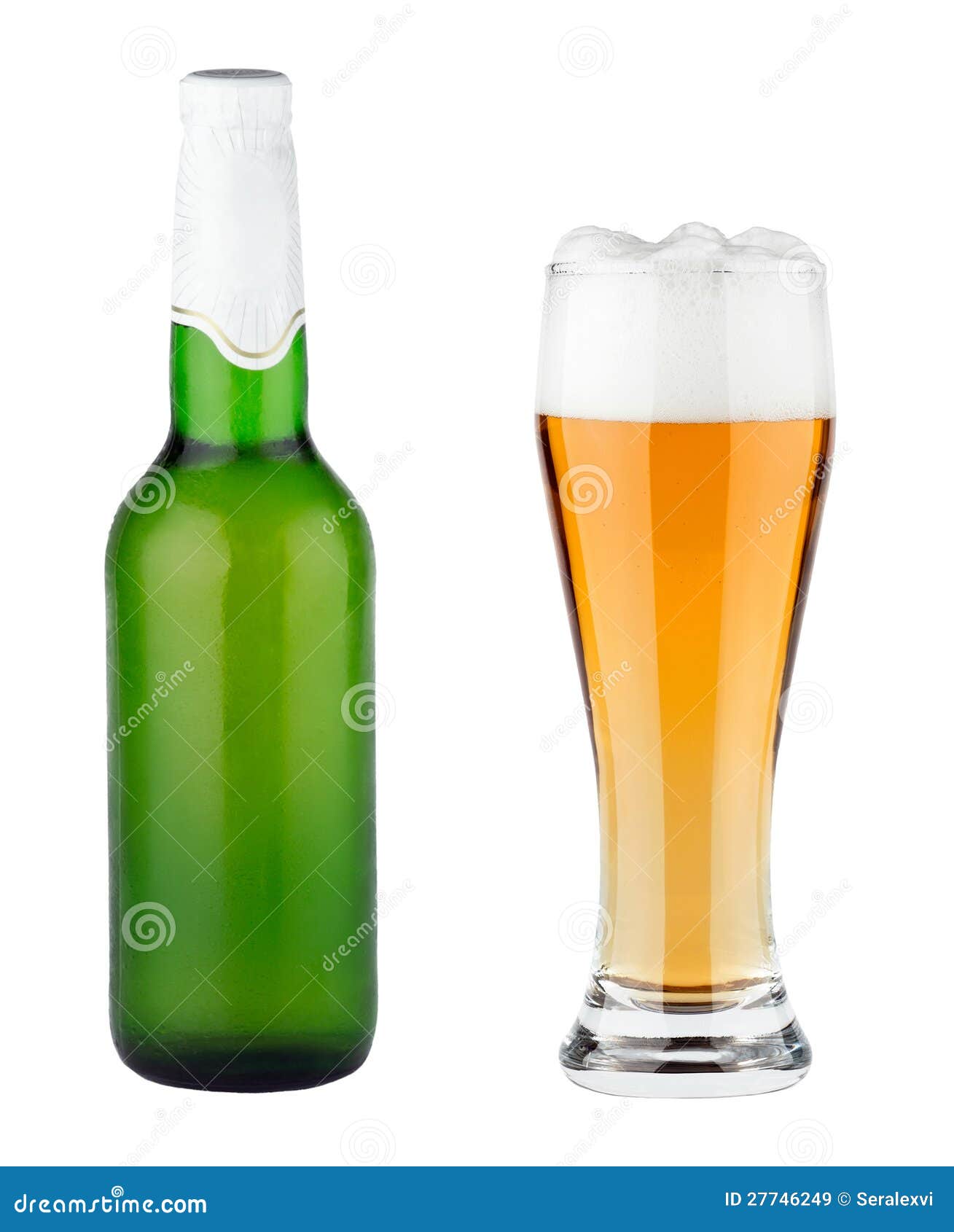 Glas en fles licht bier stock afbeelding. Image of volledig - 27746249