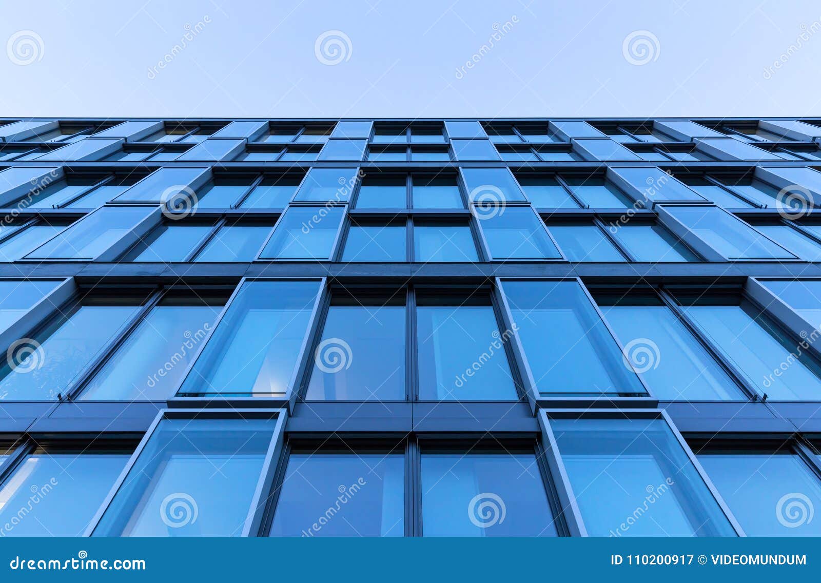 Blue Glass and Steel Front of a Downtown Office Building Stock Image ...